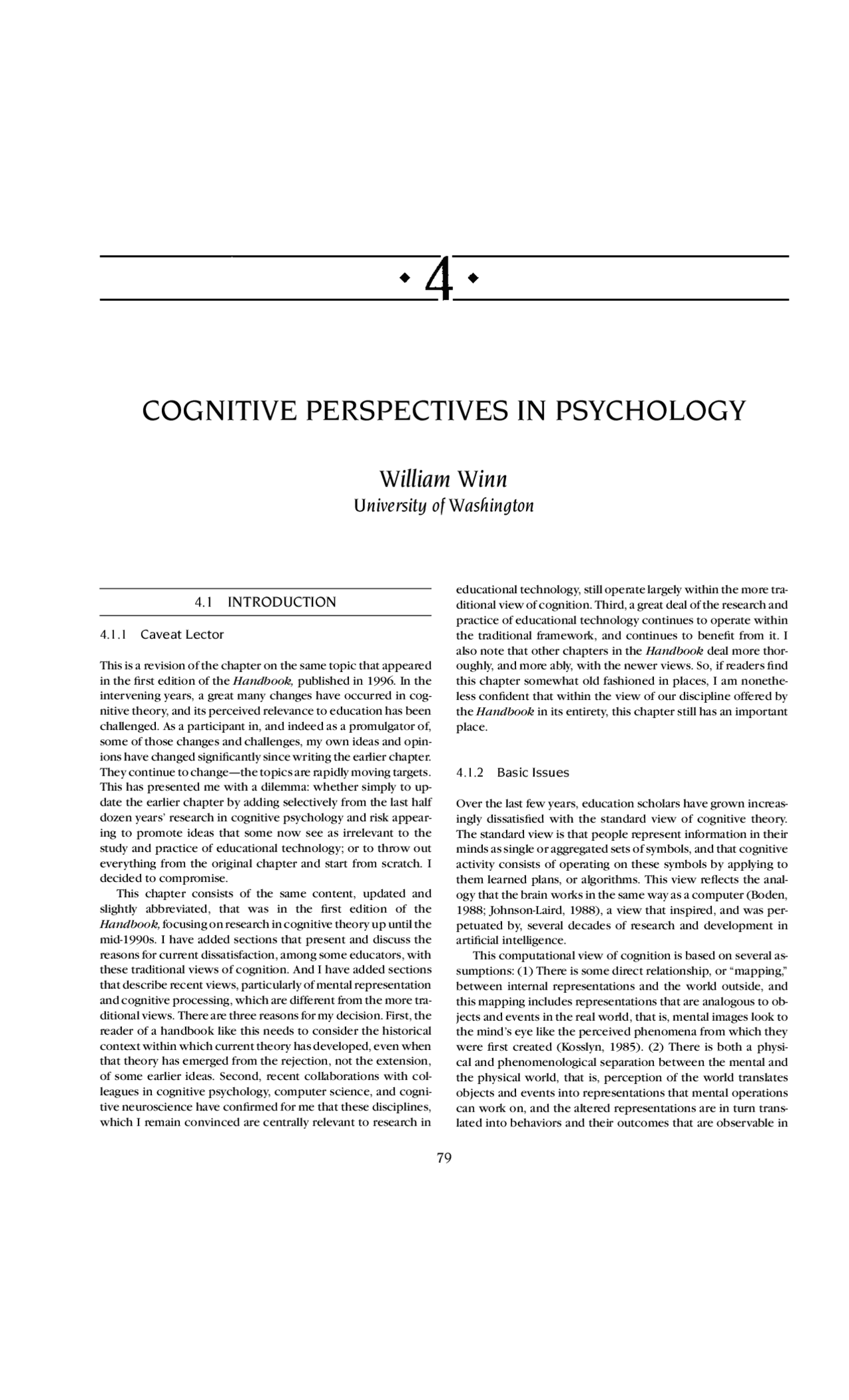 COGNITIVE PERSPECTIVES IN PSYCHOLOGY | Exams Psychology | Docsity