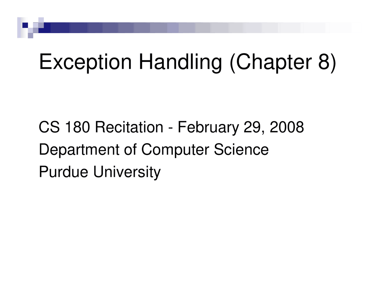 Exception Handling Chapter 8 Lecture Notes Accounting Docsity
