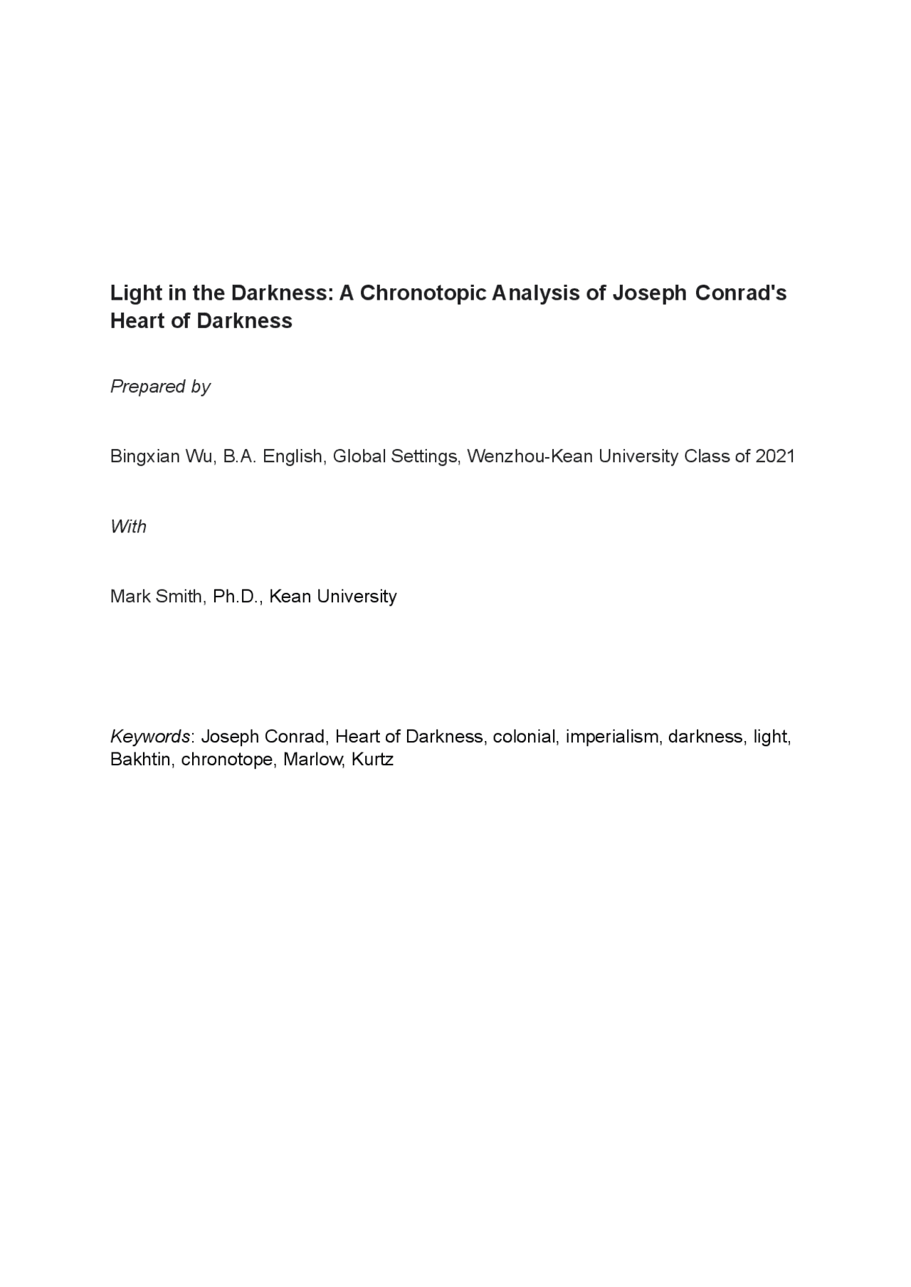 A Chronotopic Analysis of Joseph Conrad's Heart of Darkness | Exercises ...