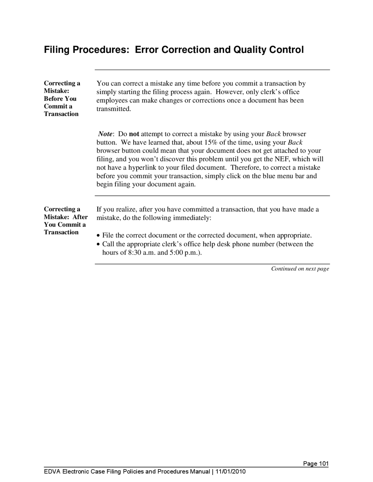 Filing Procedures Error Correction And Quality Control Lecture Notes