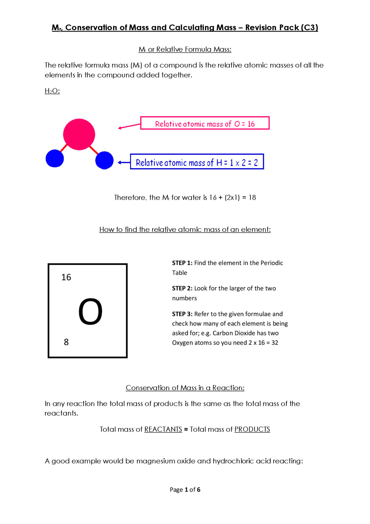 Mr Conservation Of Mass And Calculating Mass Exercises Physics Docsity