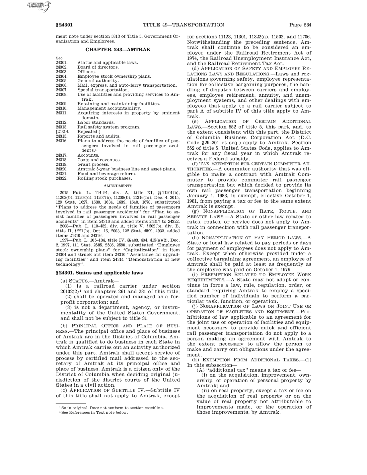 Chapter 243—amtrak Lecture Notes Business Docsity