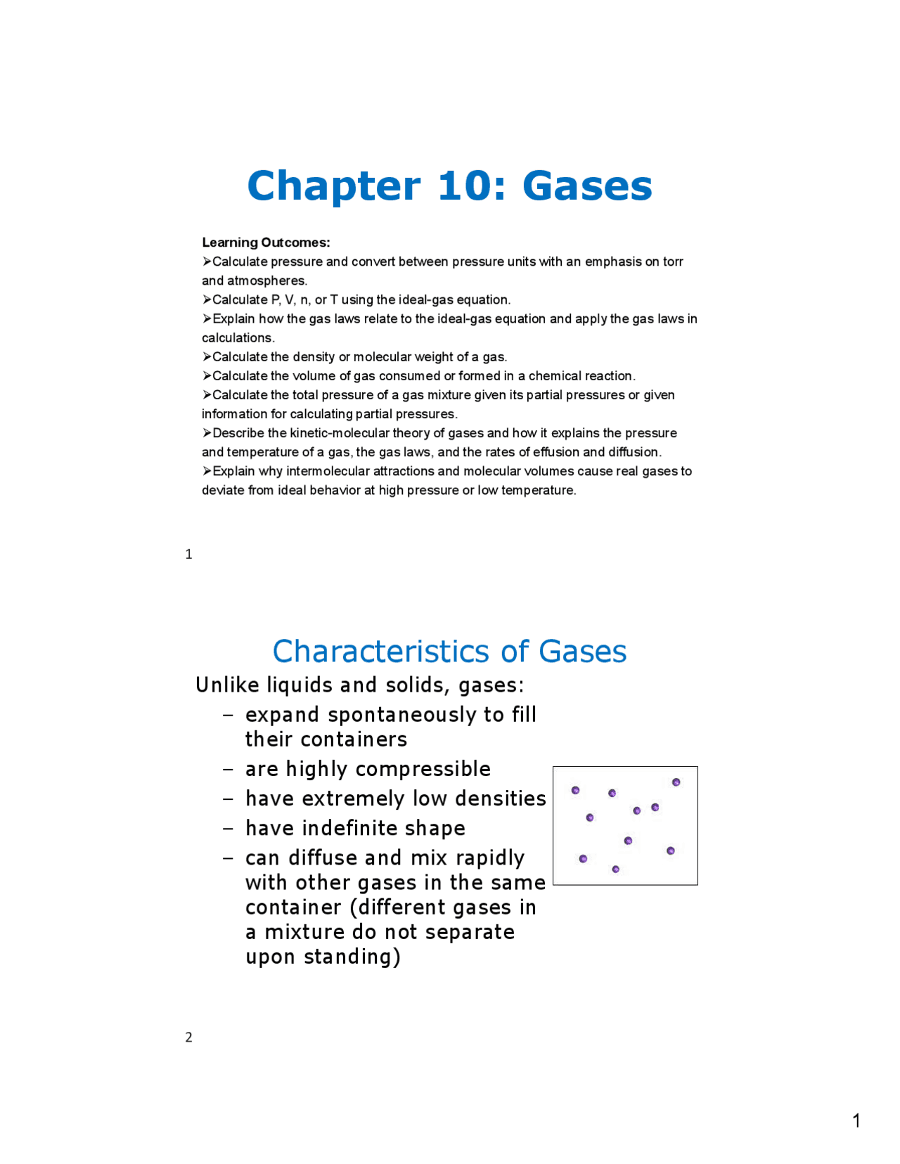 Chapter 10: Gases | Exercises Law | Docsity