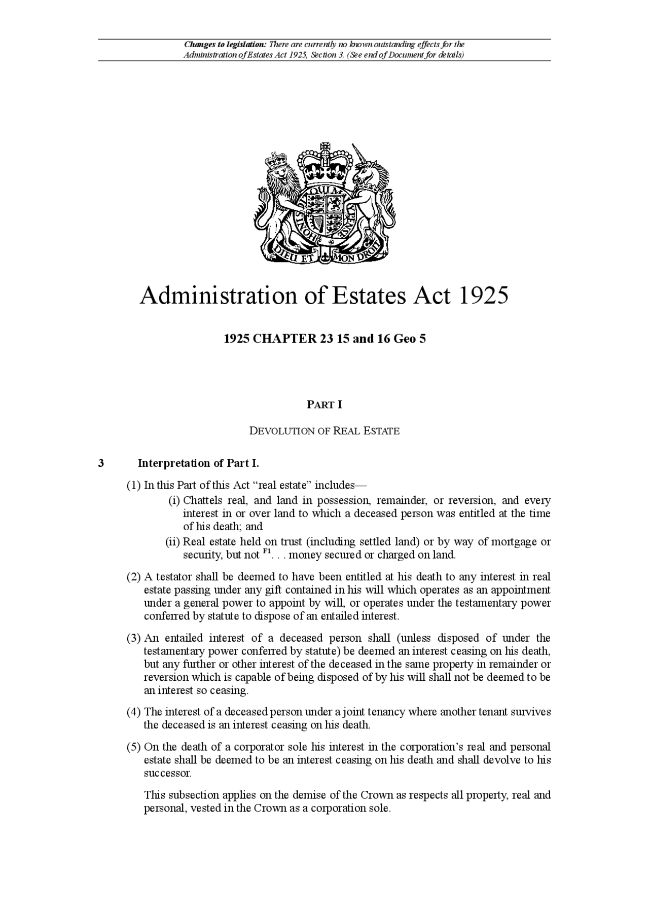 Administration of Estates Act 1925: Section 3 - Interpretation of Part ...