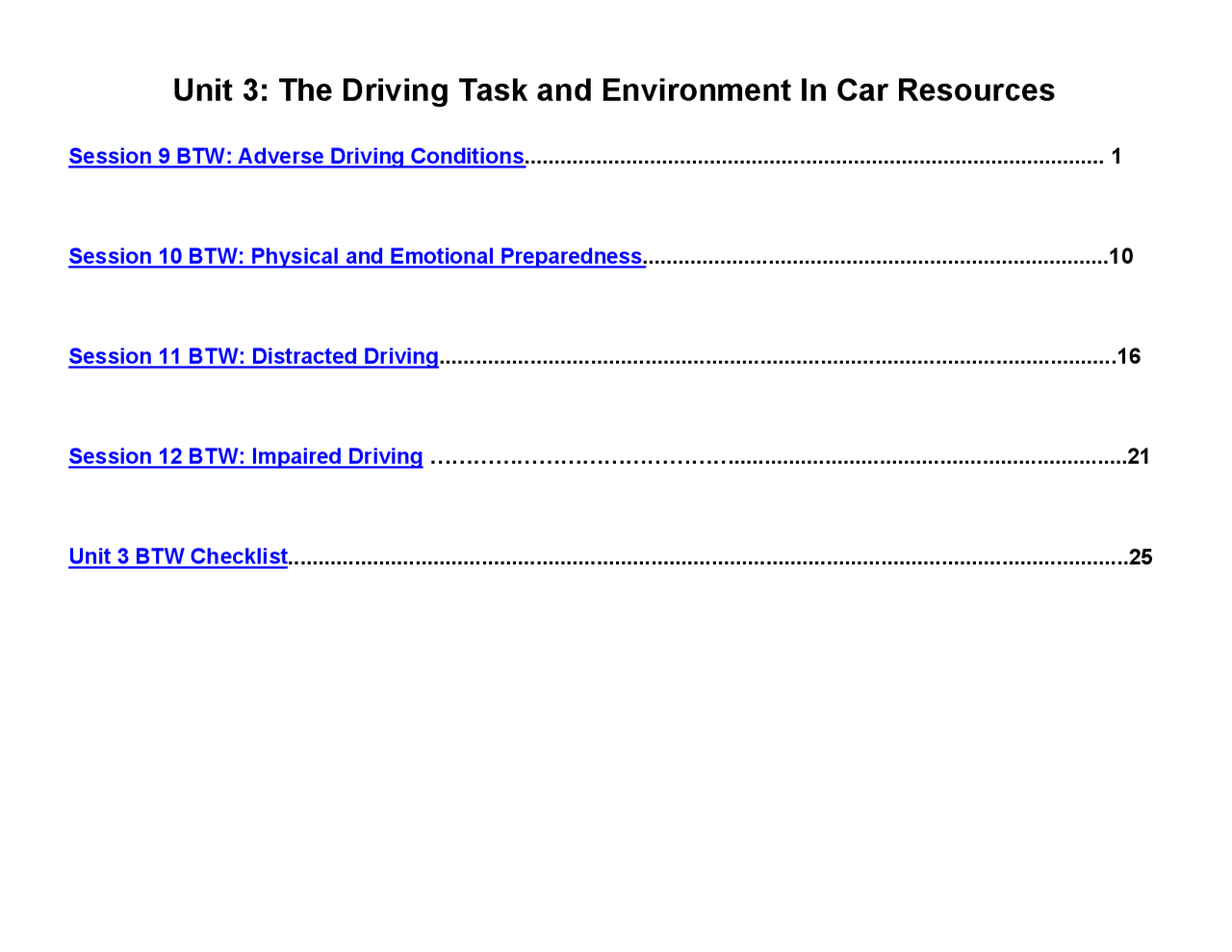 Unit 3: The Driving Task and Environment In Car Resources | Study notes ...