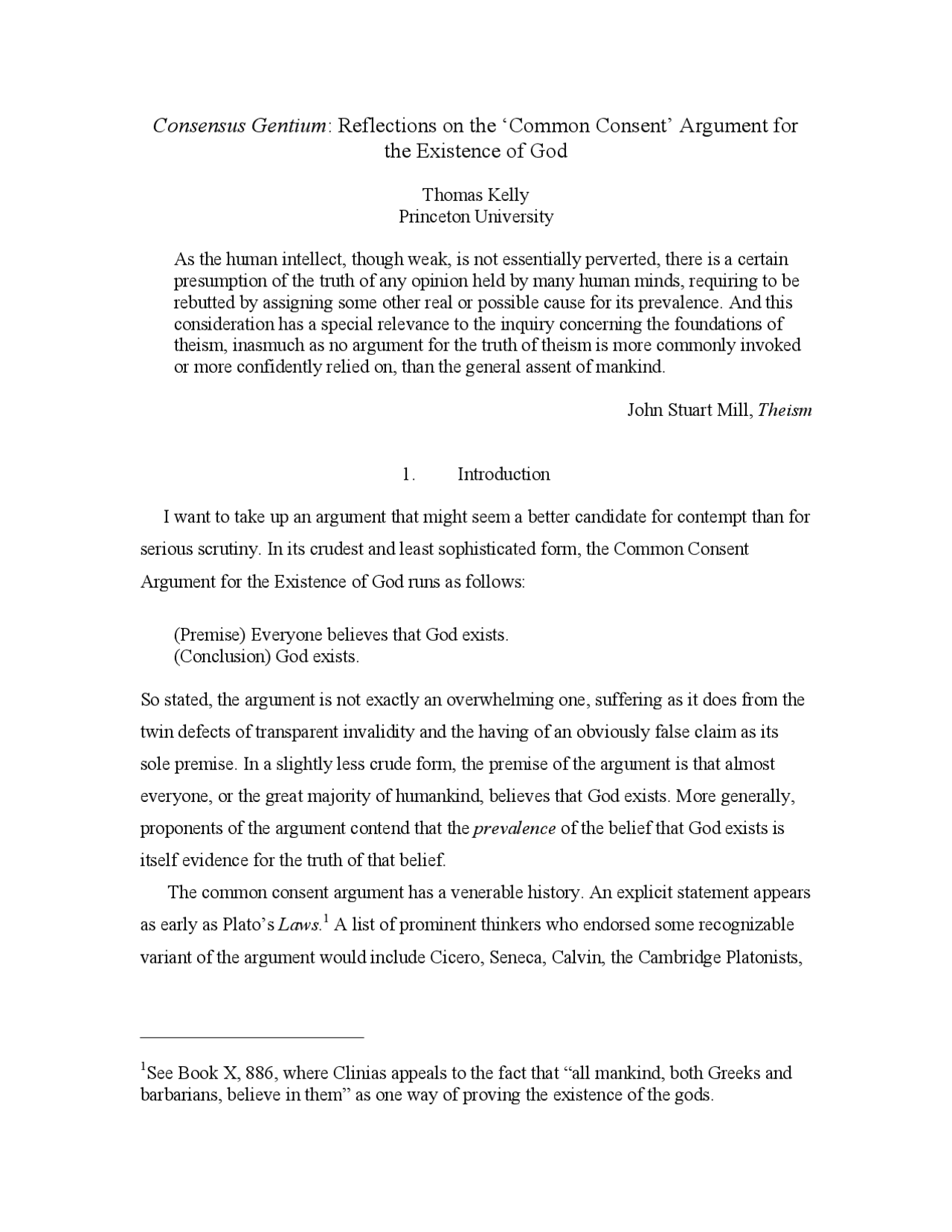 Reflections on the 'Common Consent' Argument for the ... | Exercises ...