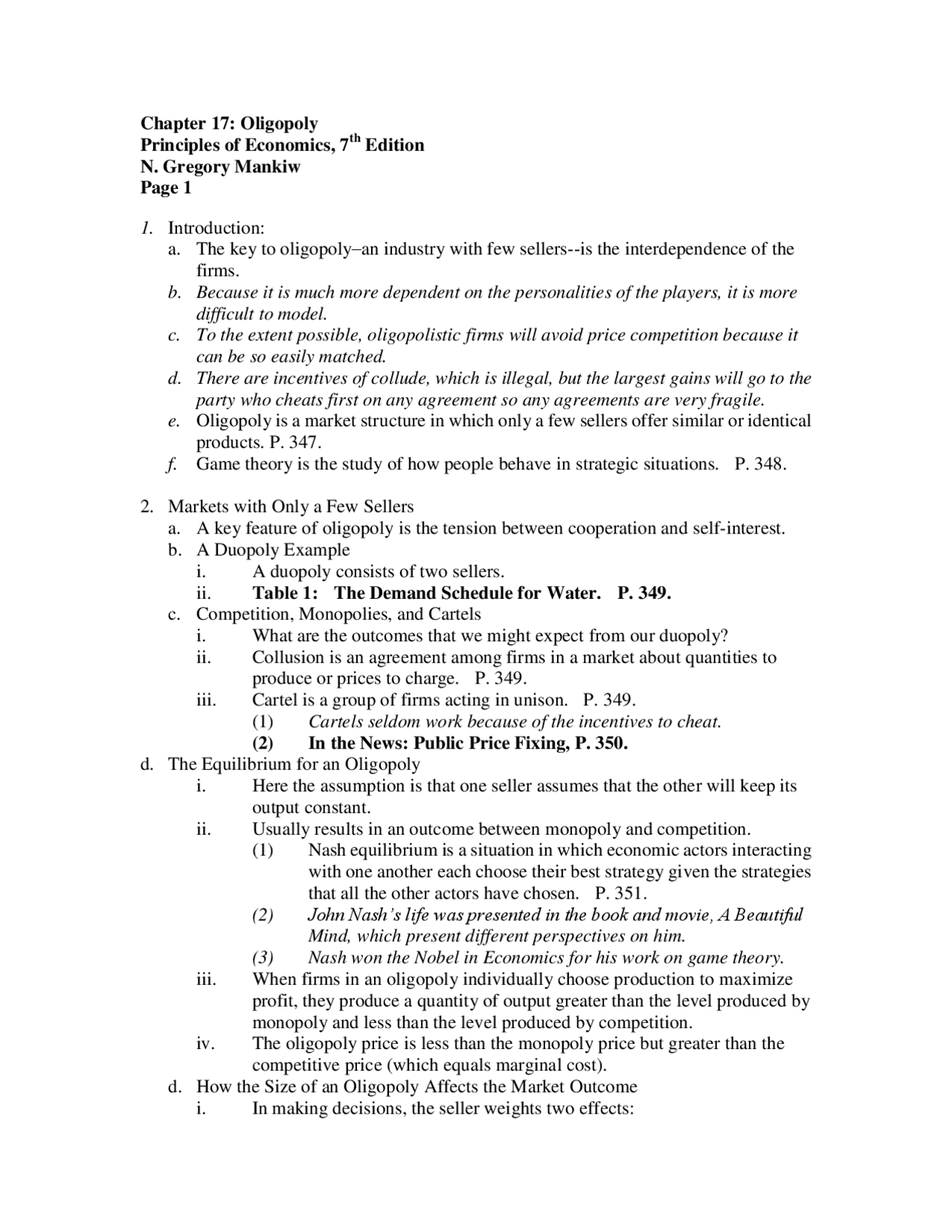 Chapter 17: Oligopoly Principles of Economics, 7 | Study notes ...