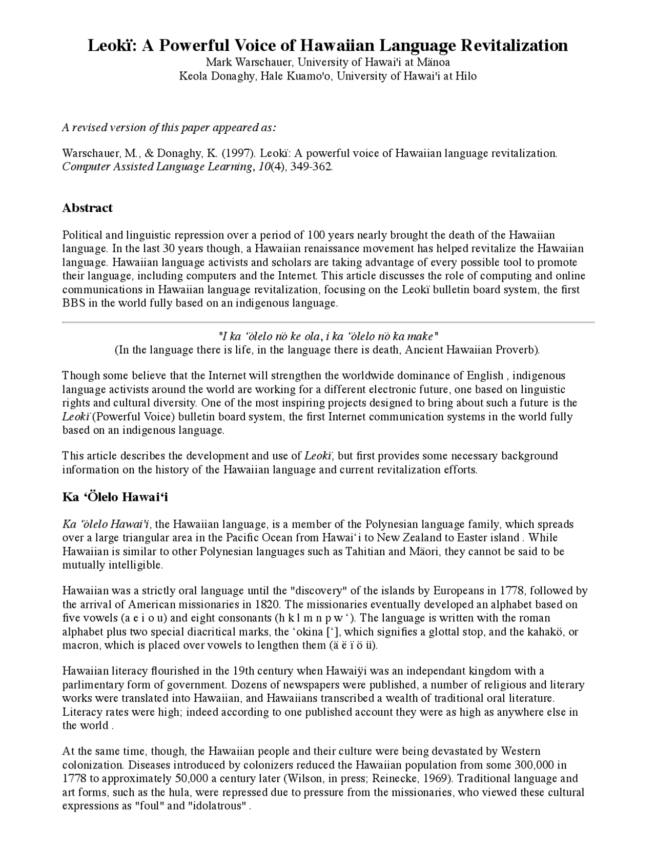 Leokï A Powerful Voice Of Hawaiian Language Revitalization Slides