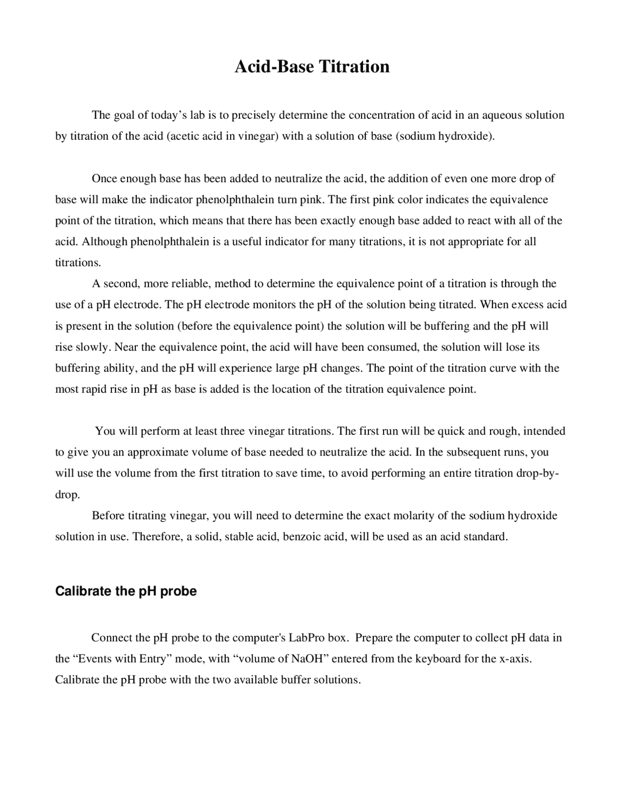 Acid-Base Titration | Study notes Chemistry | Docsity