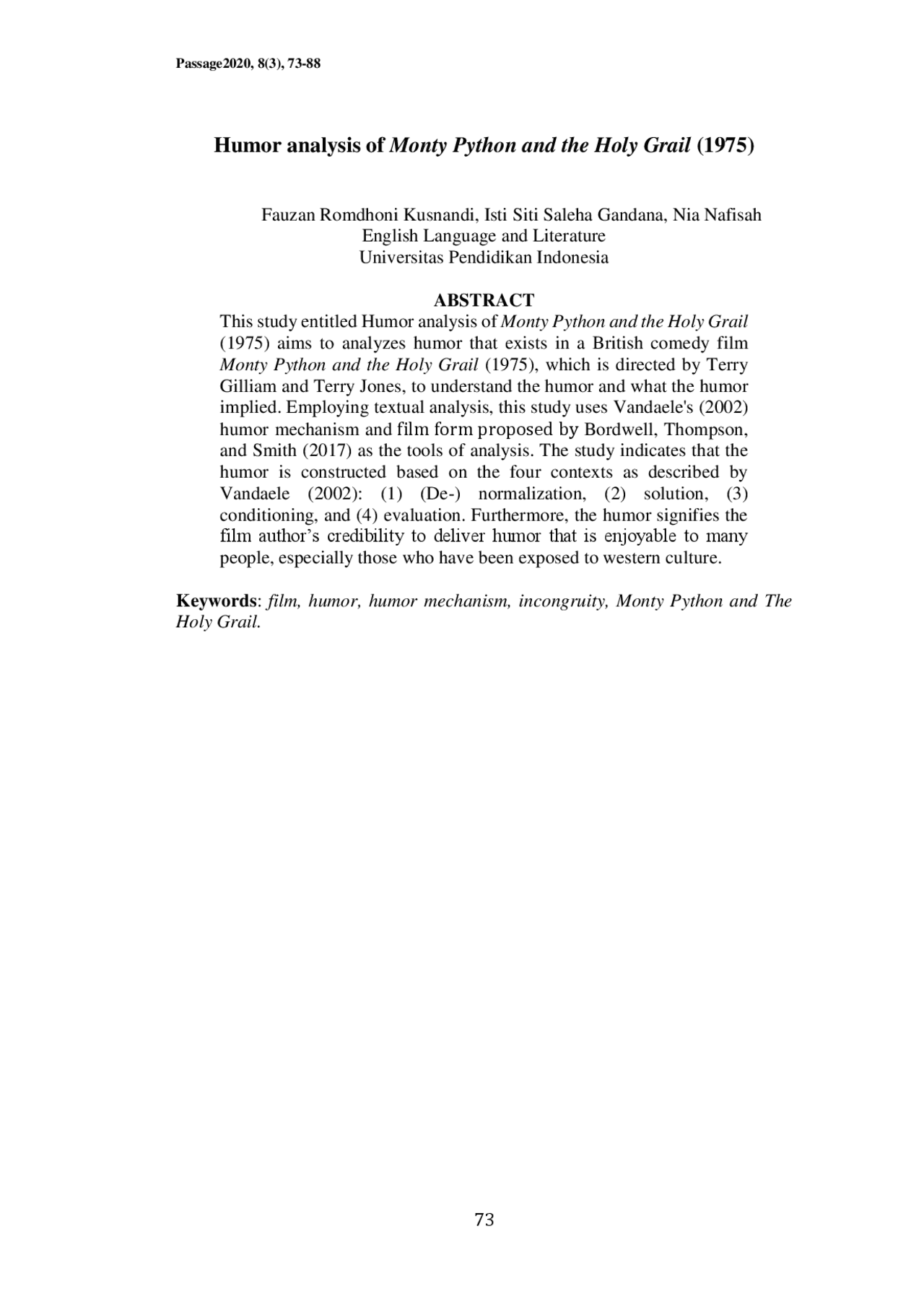 Humor analysis of Monty Python and the Holy Grail (1975) | Lecture ...