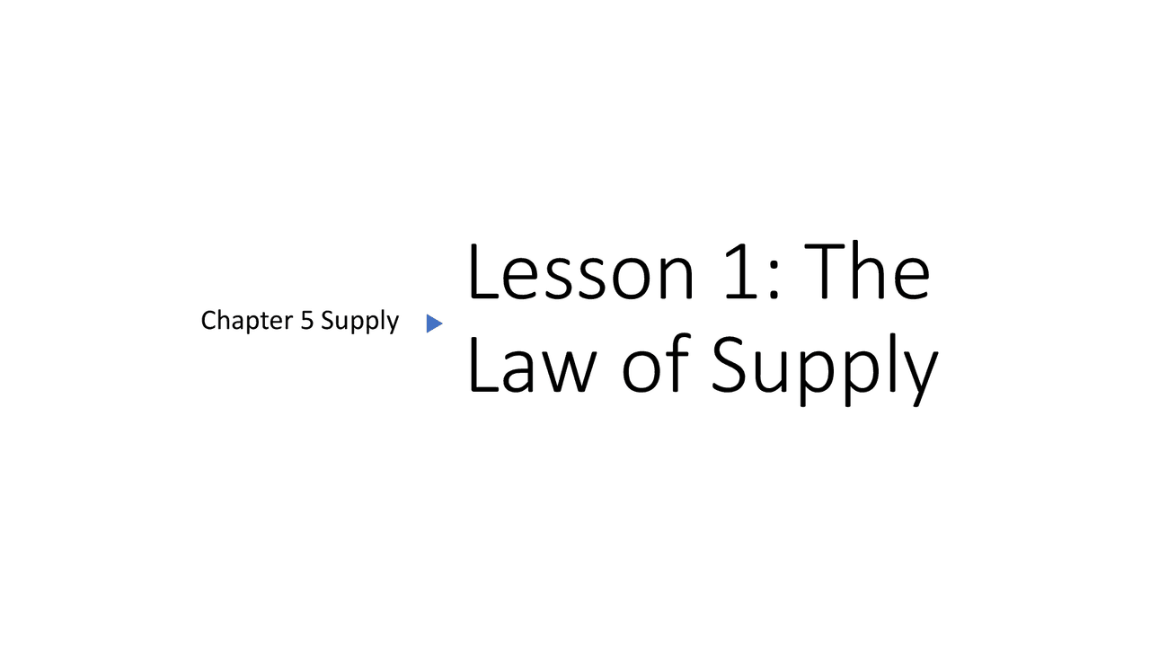Lesson 1 The Law Of Supply Lecture Notes Law Docsity
