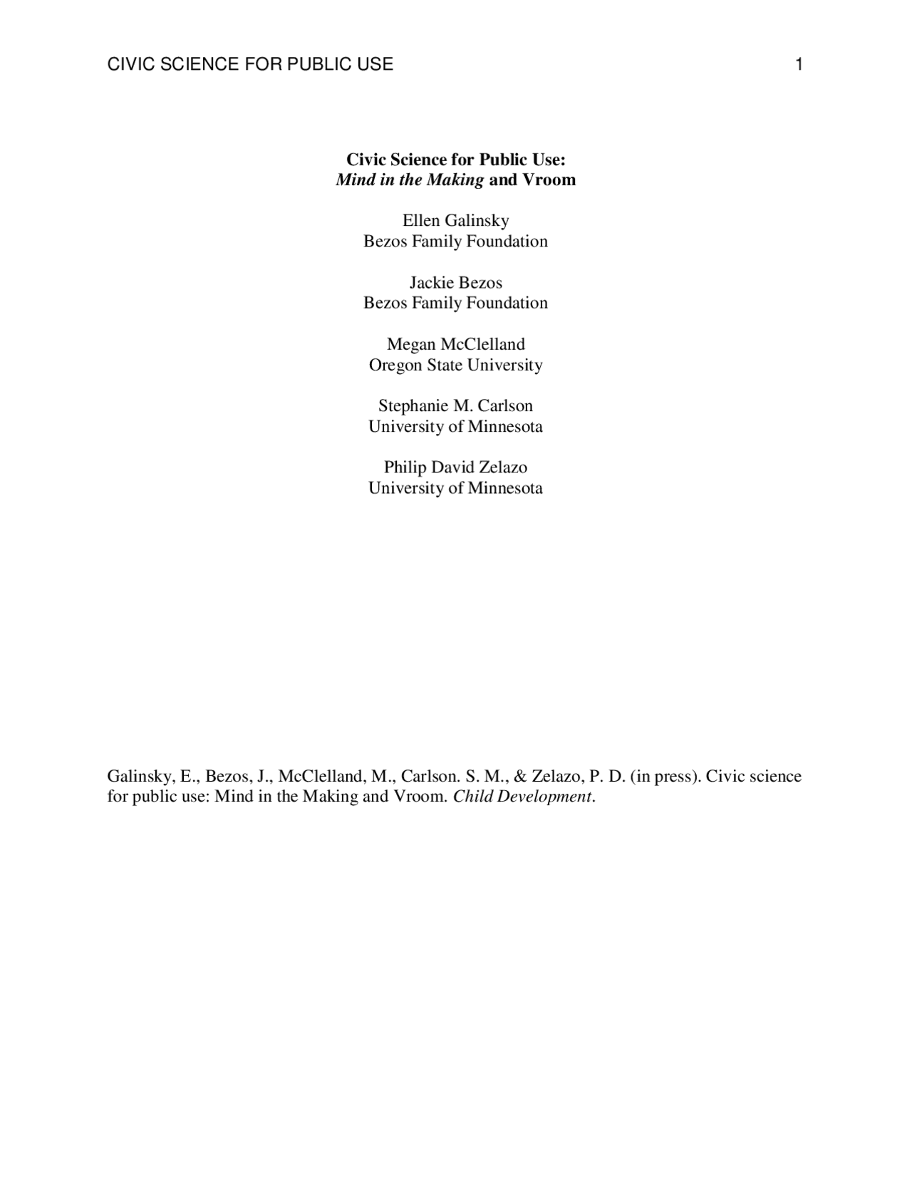 Civic Science for Public Use: Mind in the Making and Vroom | Study ...