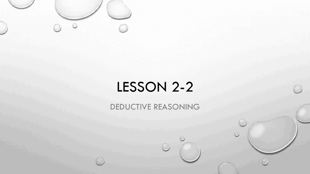 Lesson 2-2 | Study notes Reasoning | Docsity