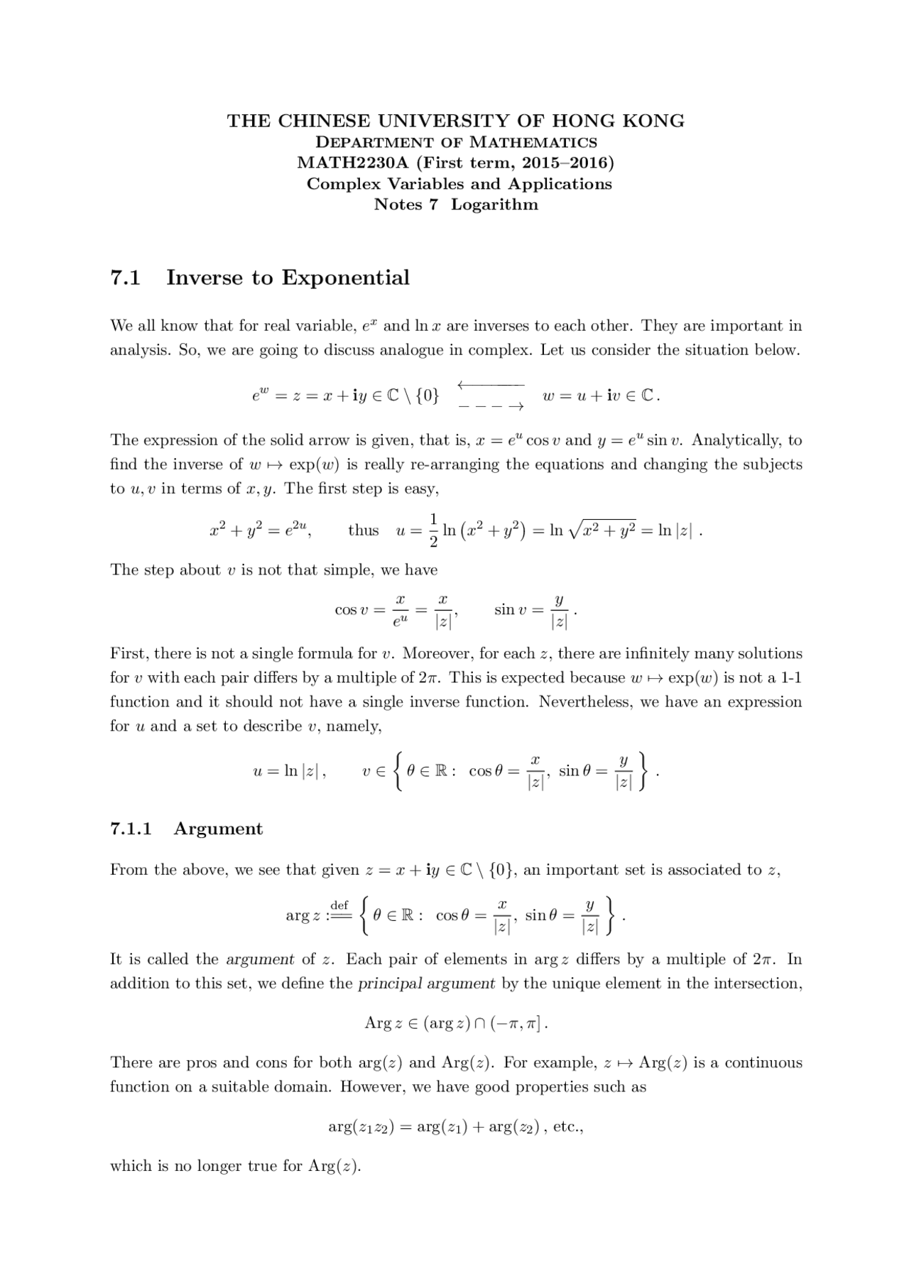 7.1 Inverse to Exponential | Summaries Mathematics | Docsity