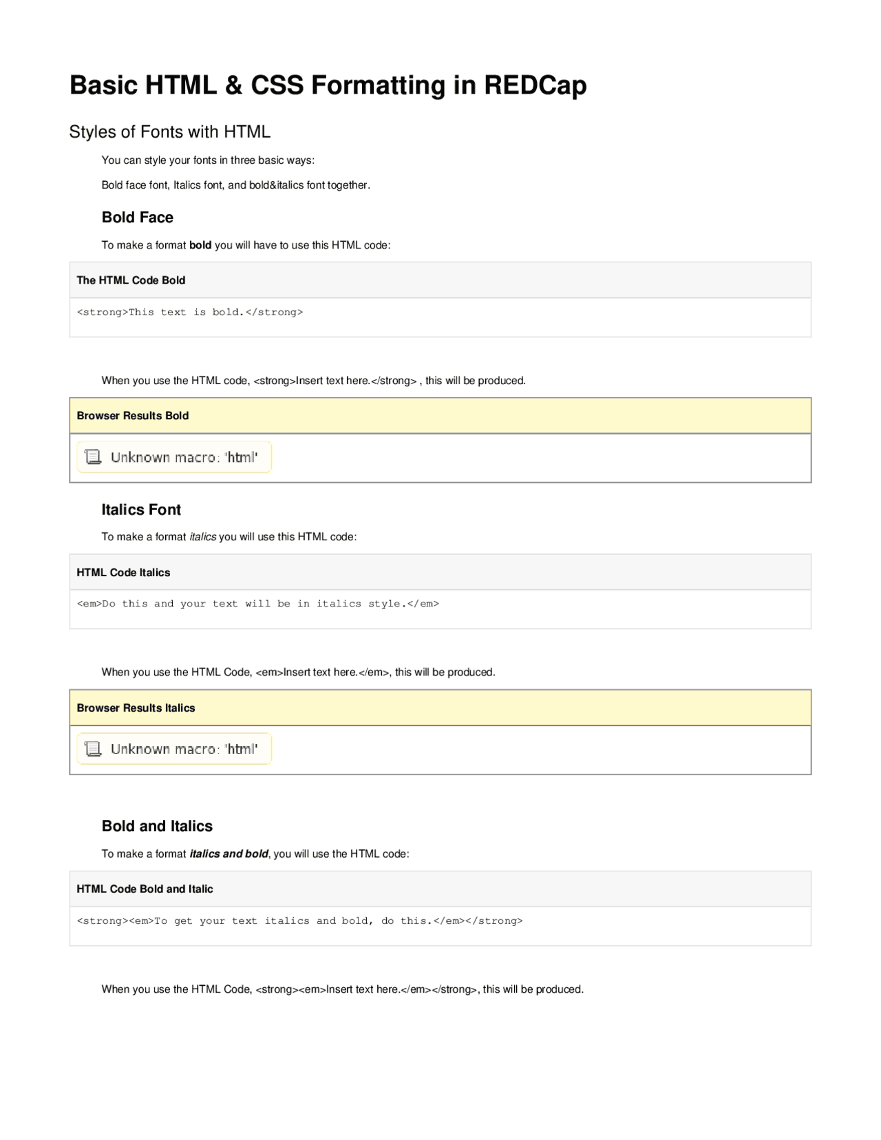 Basic Html And Css Formatting In Redcap Exams Web Programming And