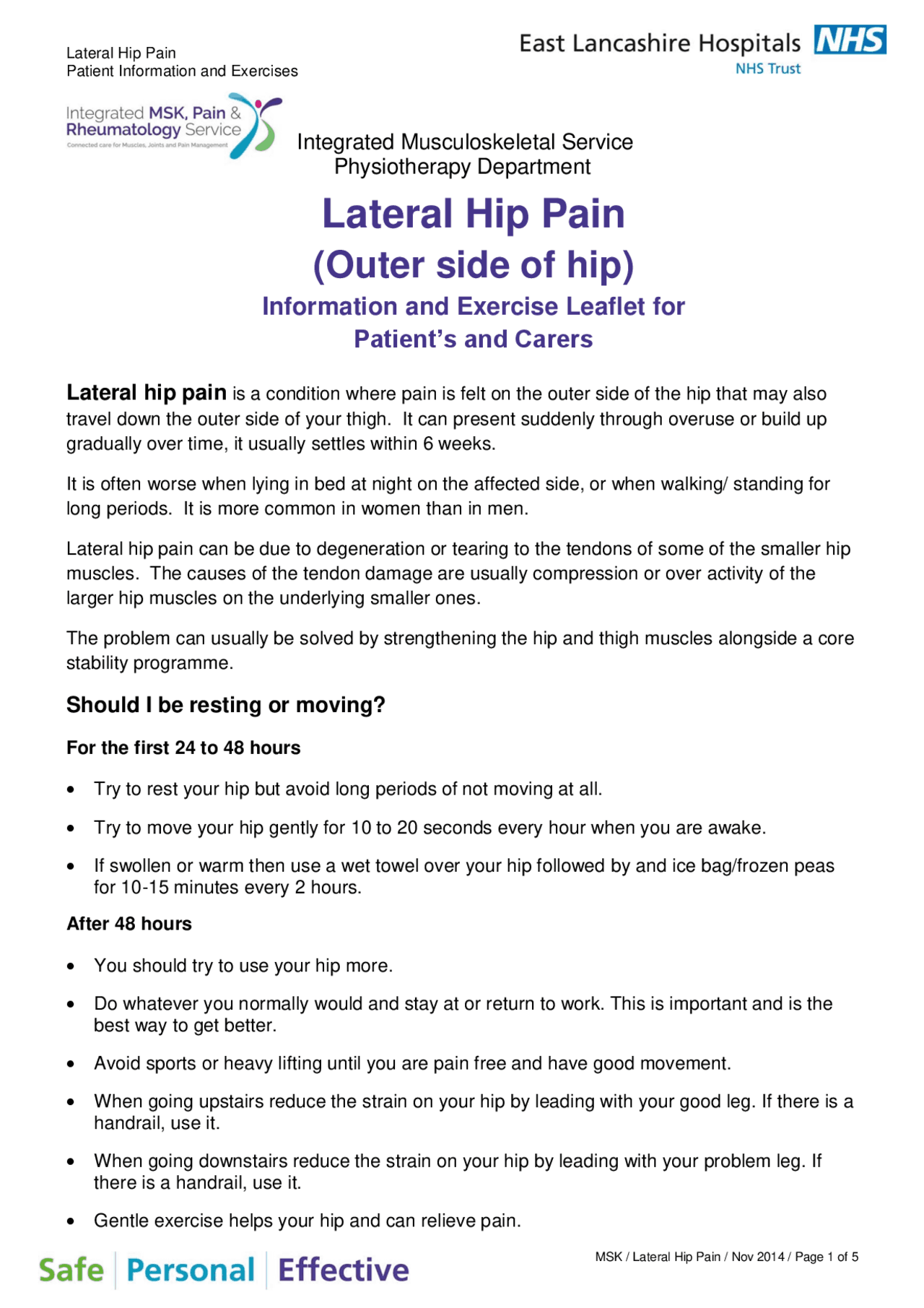 Lateral Hip Pain | Exams Physiotherapy | Docsity