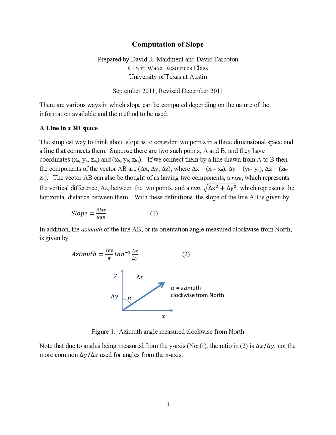 Computation of Slope | Study notes Physical Geography | Docsity
