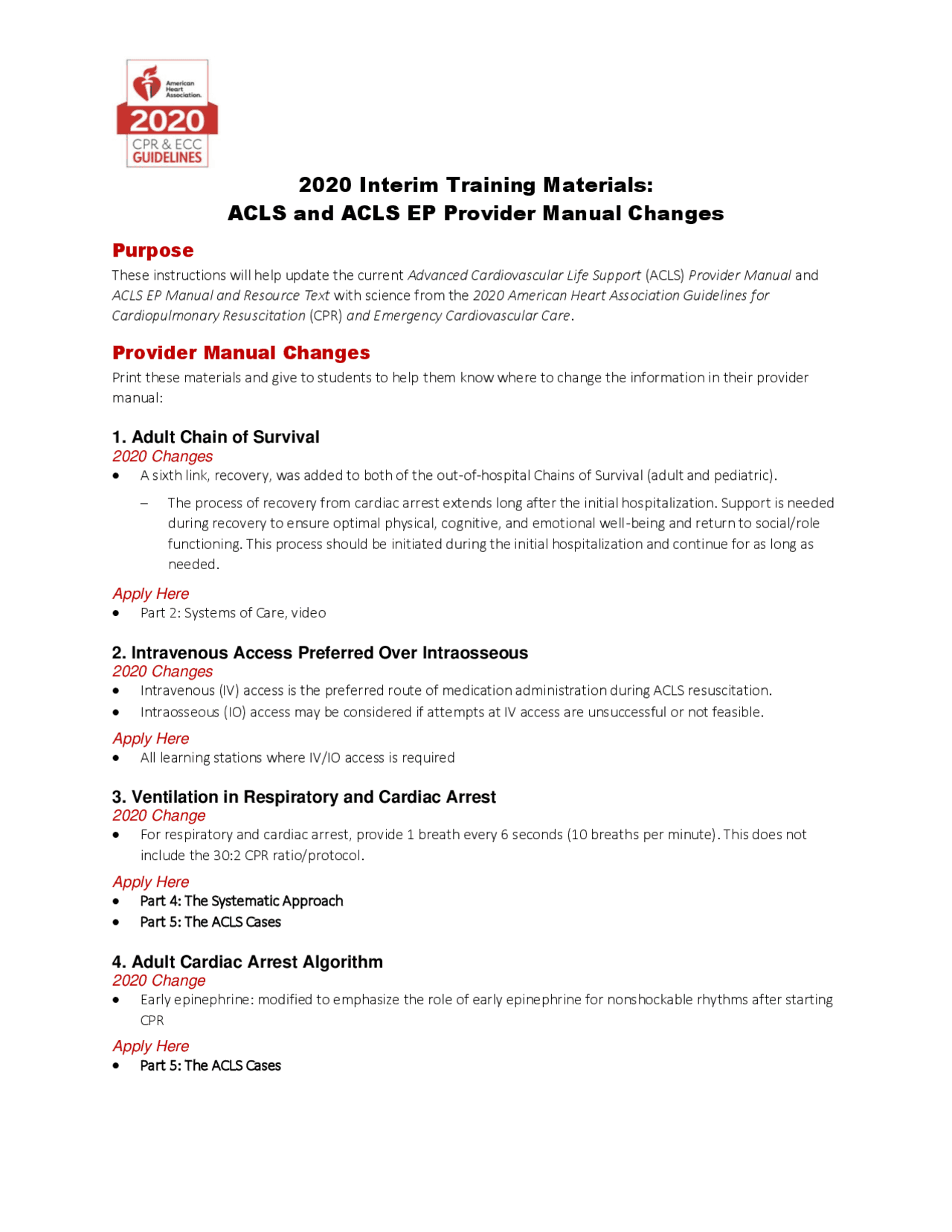 2020 Interim Training Materials: ACLS and ACLS EP Provider ... | Study ...