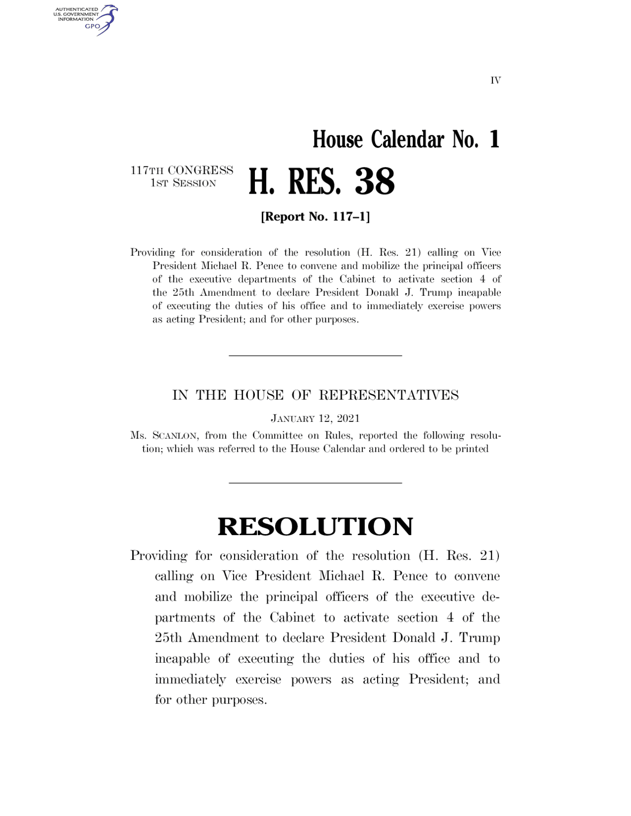 H. RES. 38 | Schemes and Mind Maps Acting | Docsity