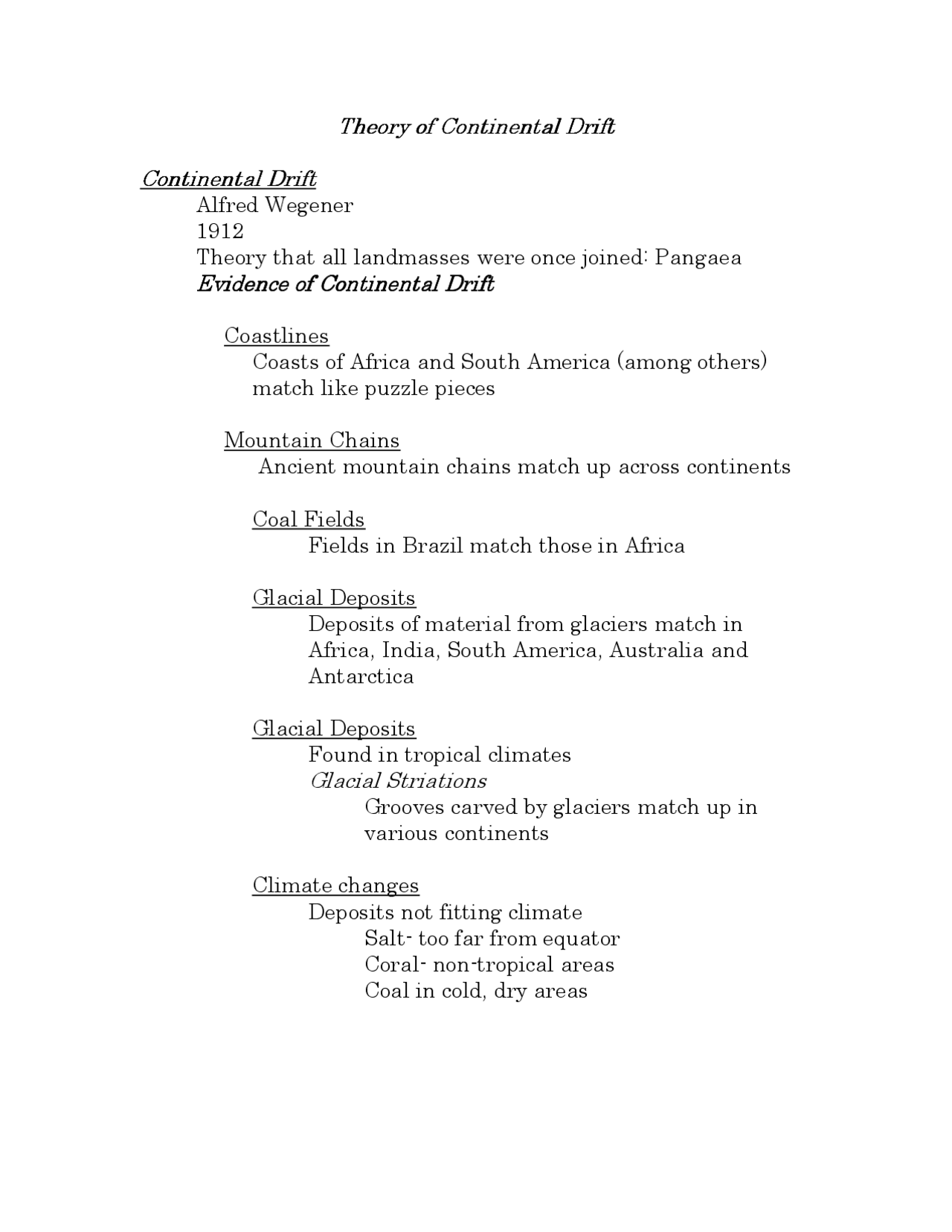 Continental Drift Lecture Notes Earth Sciences Docsity