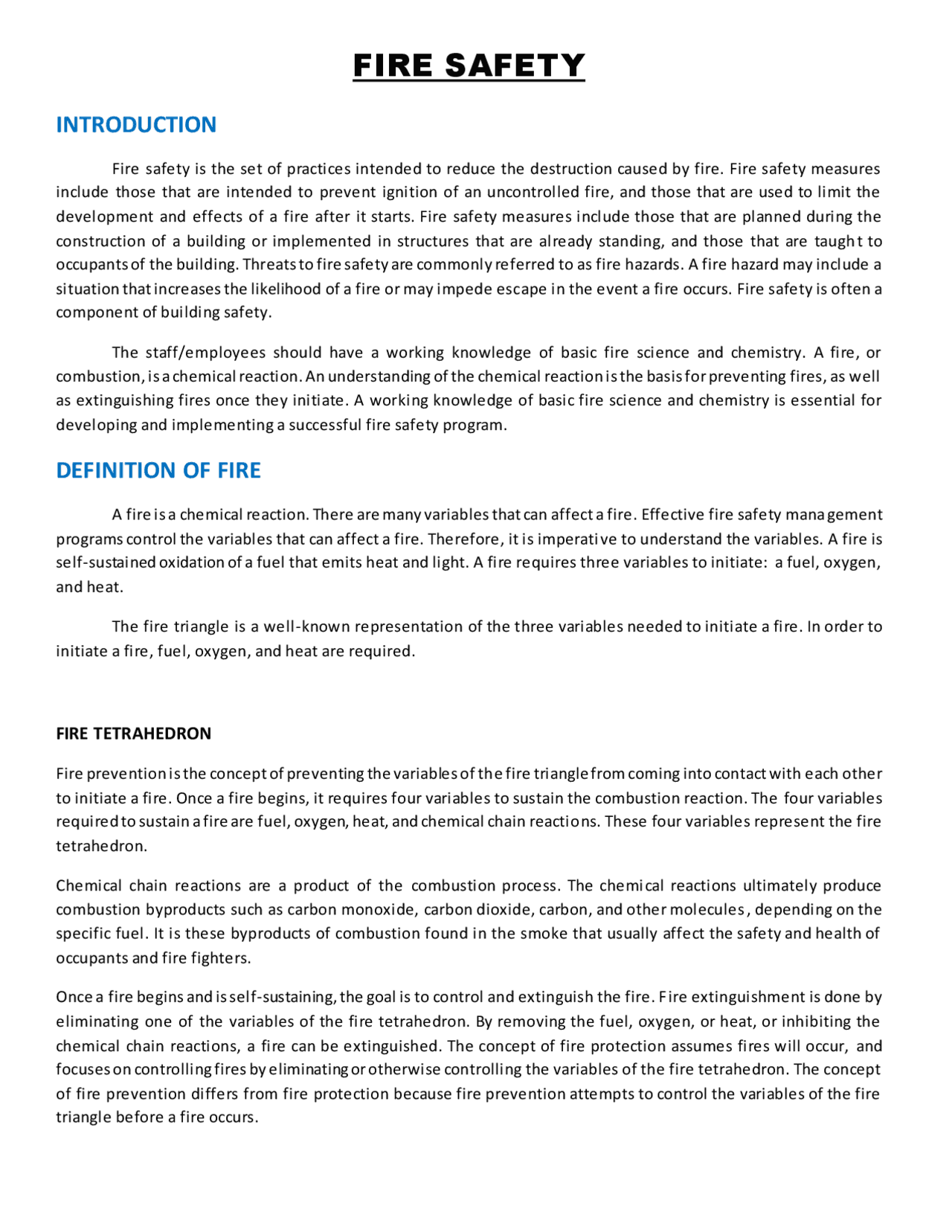 FIRE SAFETY | Slides Construction | Docsity