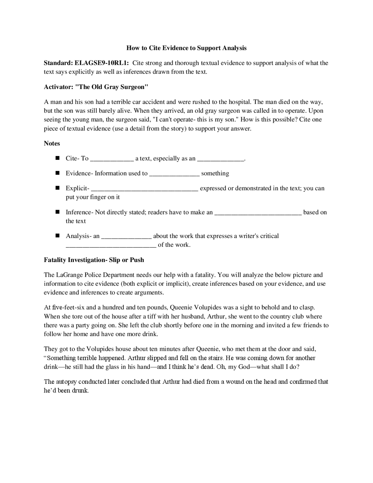 Cite strong and thorough textual evidence to support analysis | Lecture ...