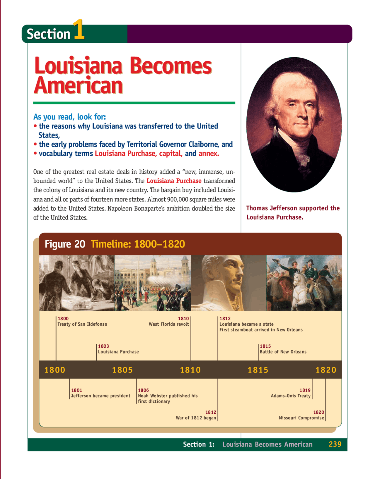 Section1 - Louisiana Becomes American | Study notes History | Docsity