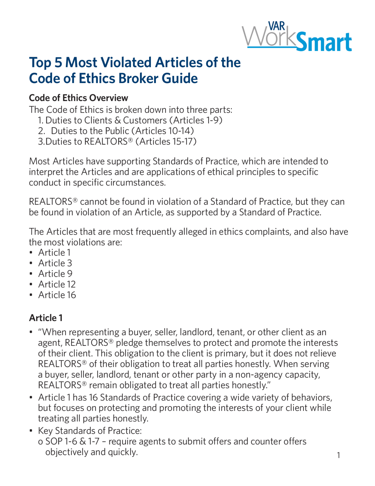 Top 5 Most Violated Articles of the Code of Ethics Broker Guide | Exams ...