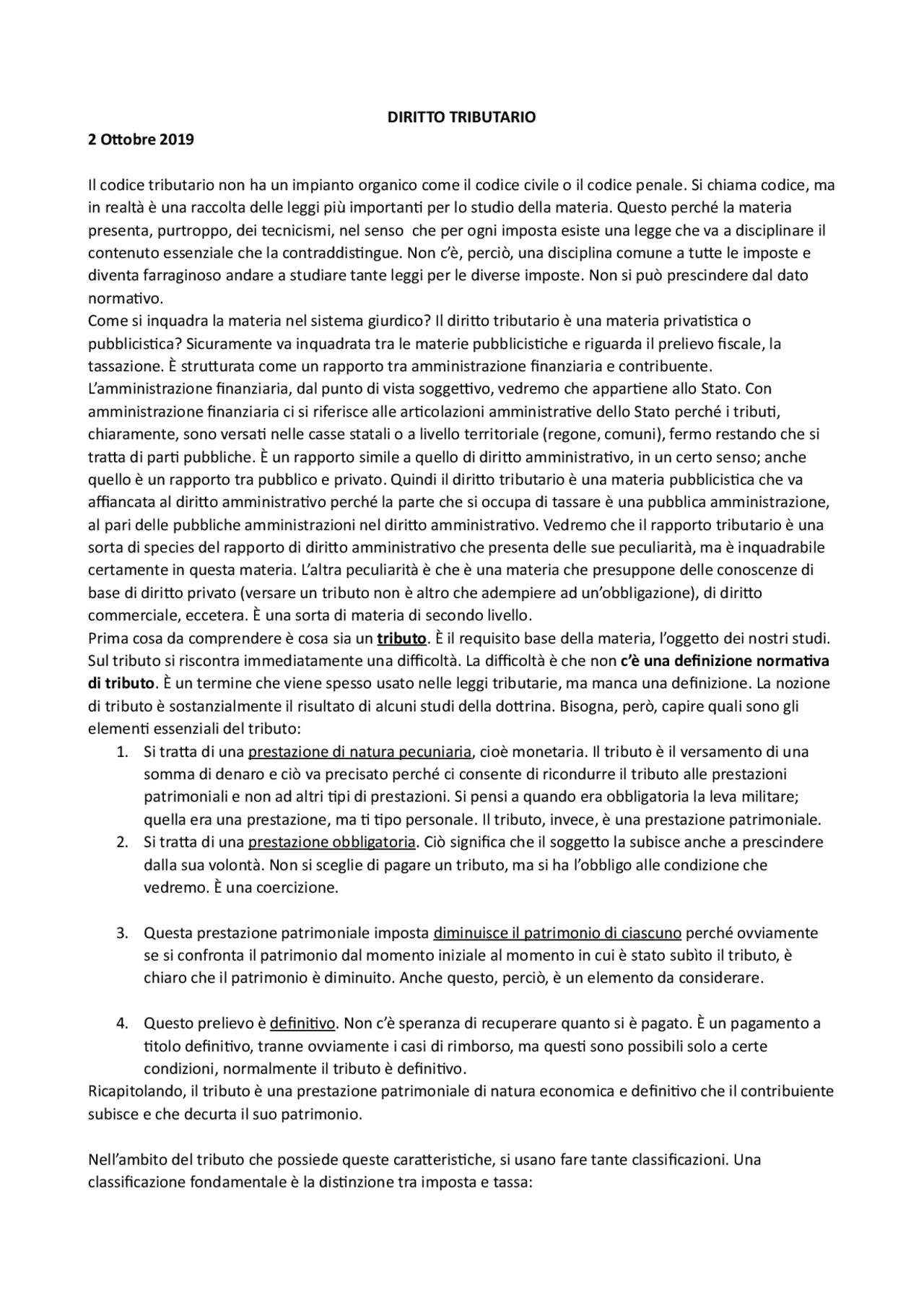 Diritto Tributario Parte Generale Dispense Di Diritto Tributario