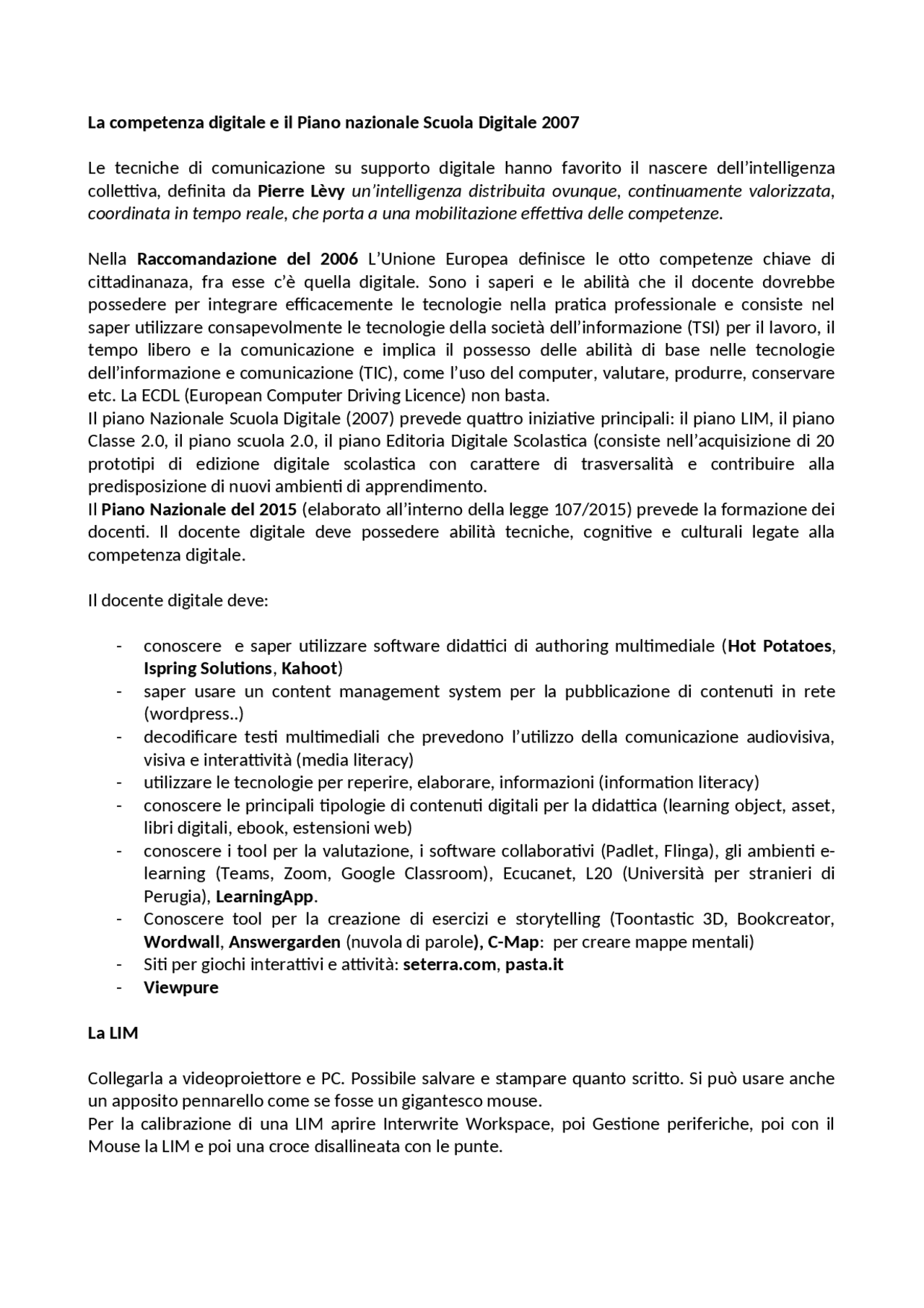 La competenza digitale | Summaries Computer science | Docsity