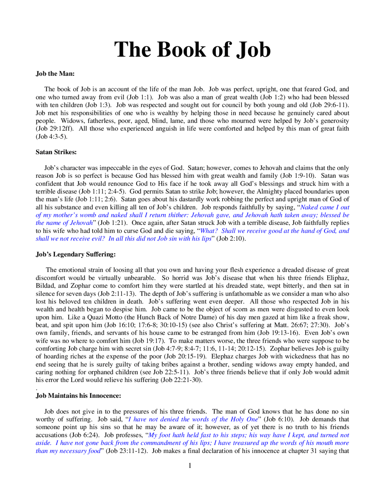 The Book of Job | Study notes Voice | Docsity