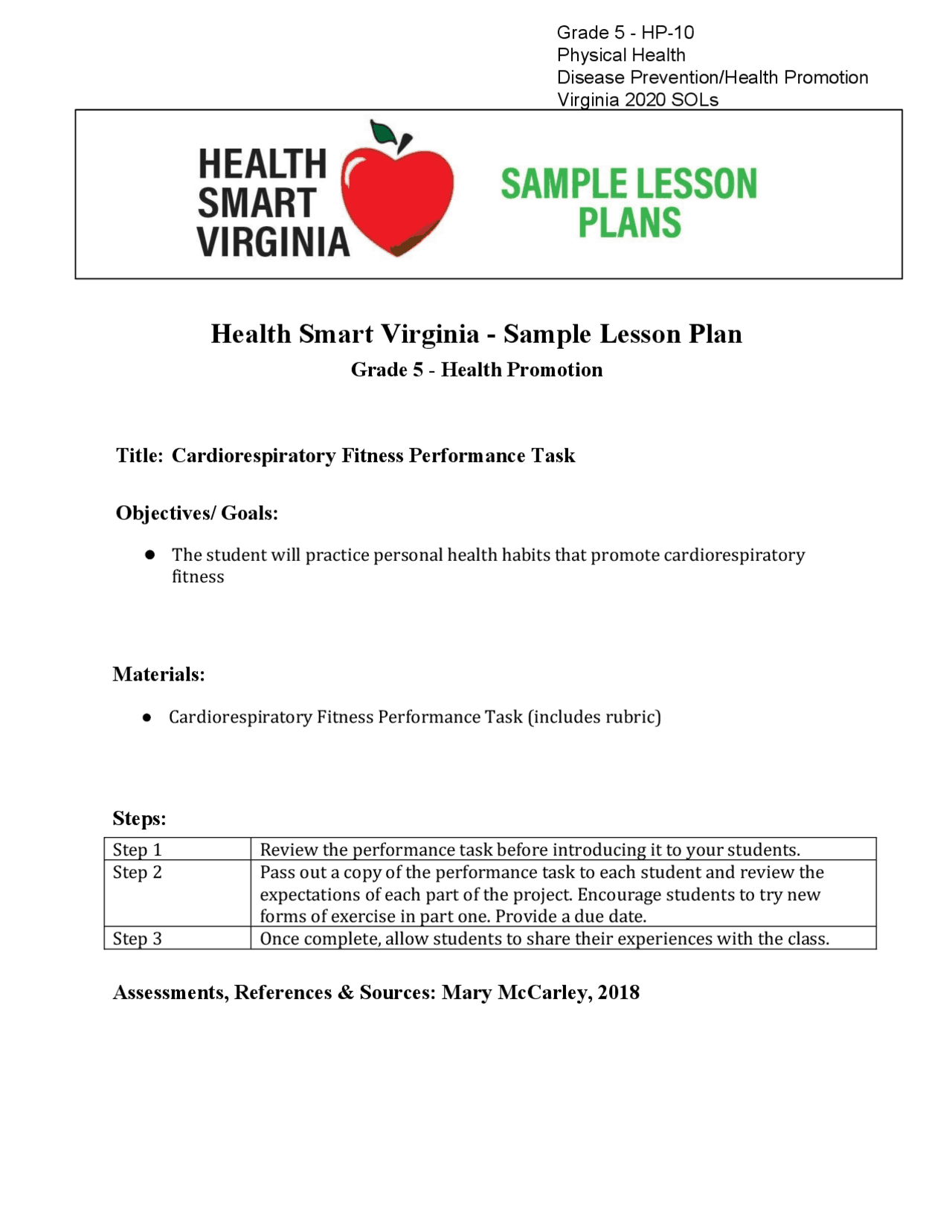 Sample Lesson Plan Lecture Notes Personal Health Docsity