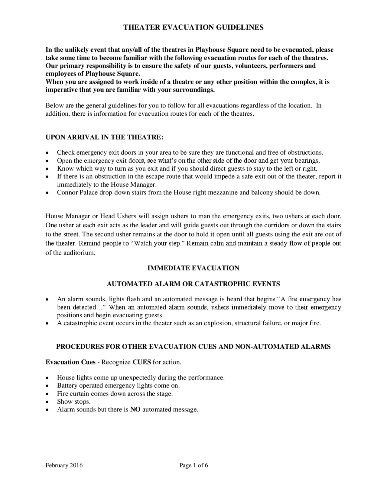 THEATER EVACUATION GUIDELINES | Schemes and Mind Maps Theatre | Docsity