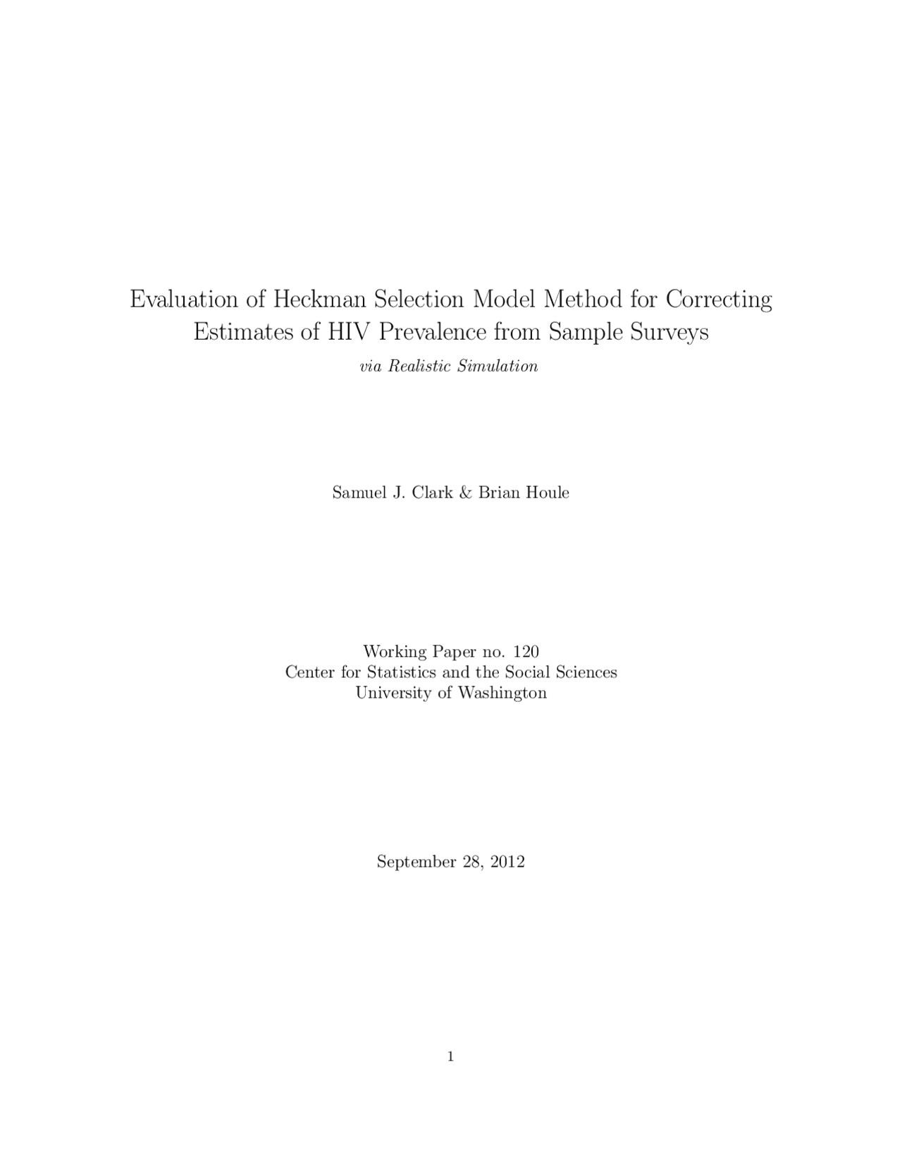 Evaluation of Heckman Selection Model Method for Correcting ... | Exams ...