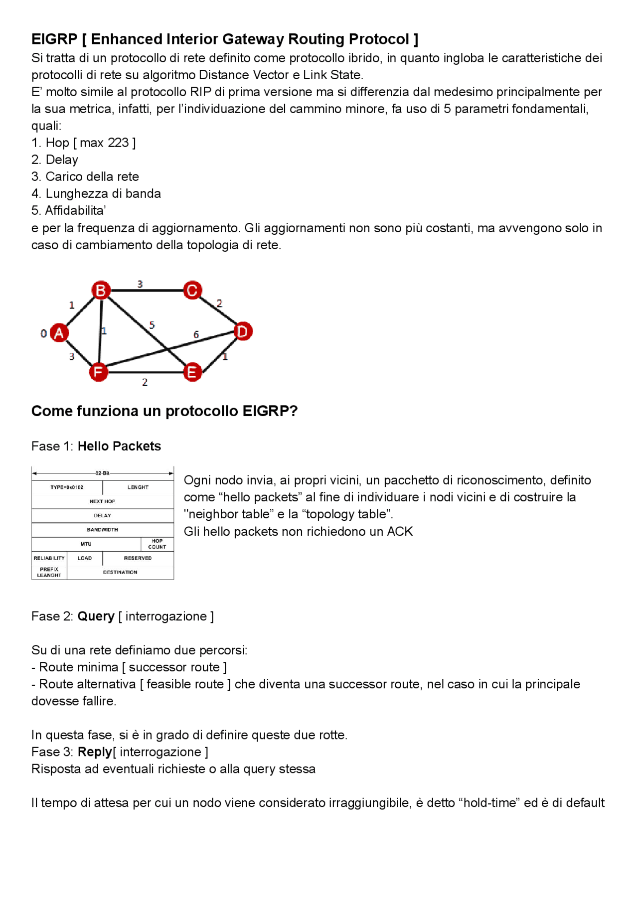 Protocolli Bgp E Eigrp Appunti Di Informatica Docsity