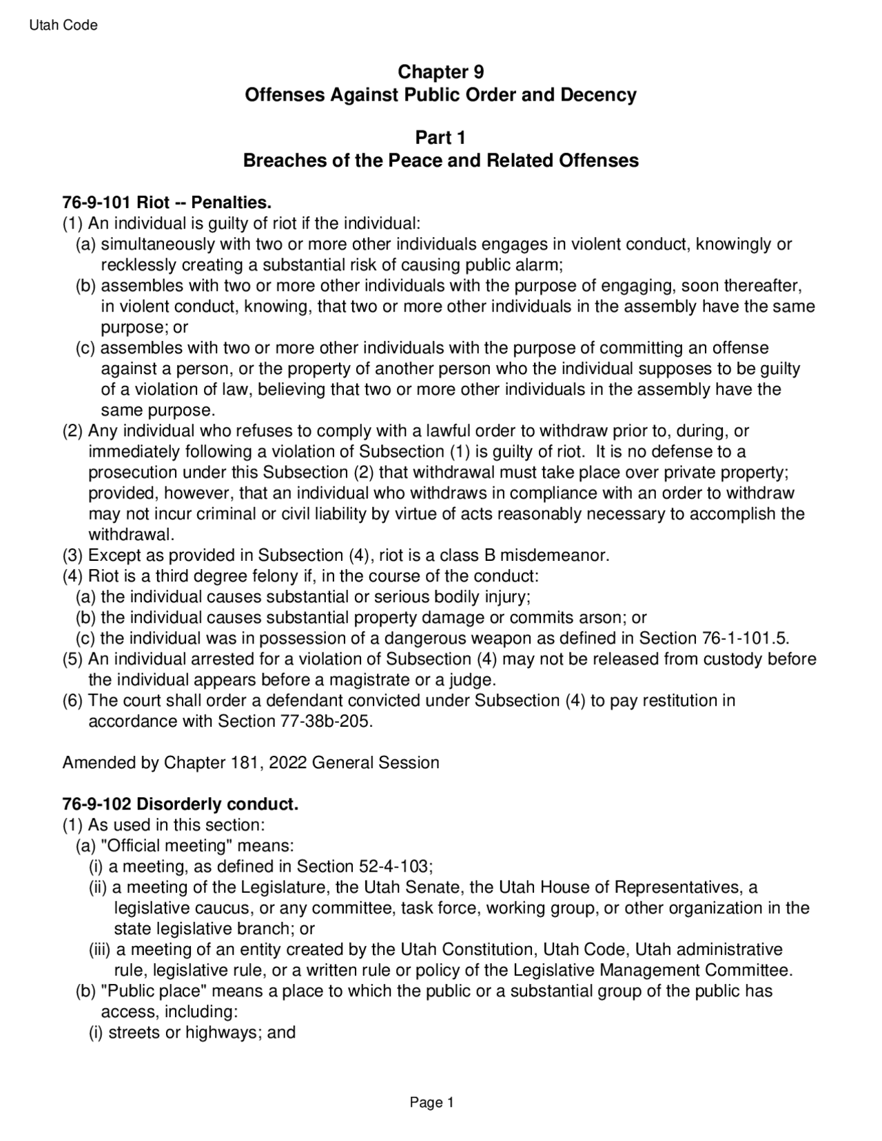 Chapter 9 Offenses Against Public Order and Decency Part 1 ...