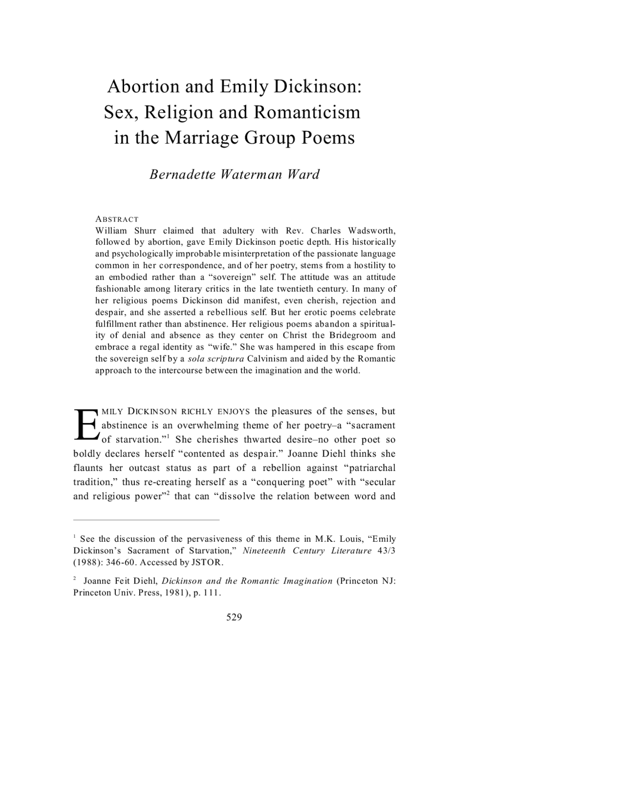 Abortion and Emily Dickinson | Slides Poetry | Docsity