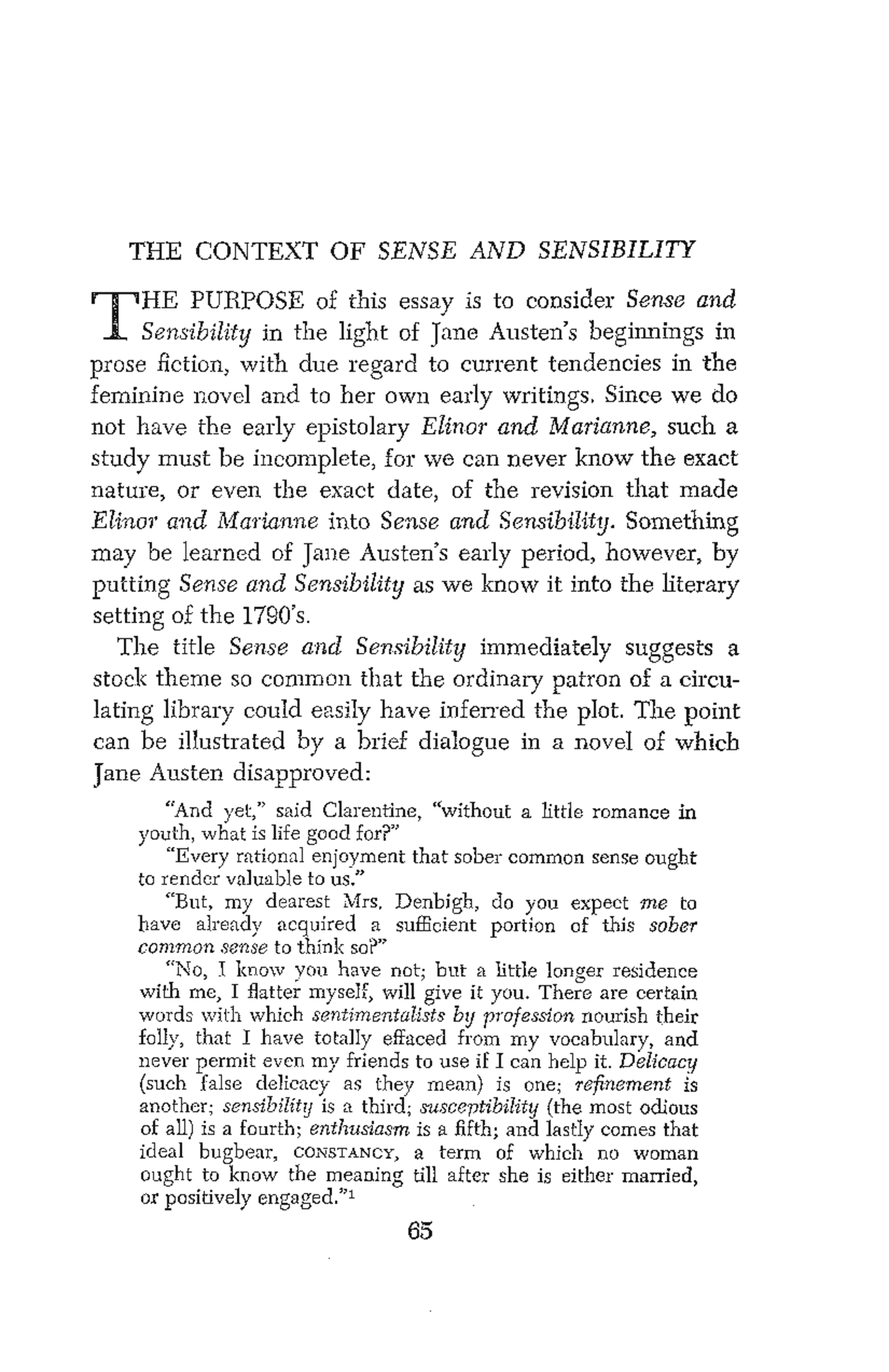 the context of sense and sensibility | Study notes Literature | Docsity