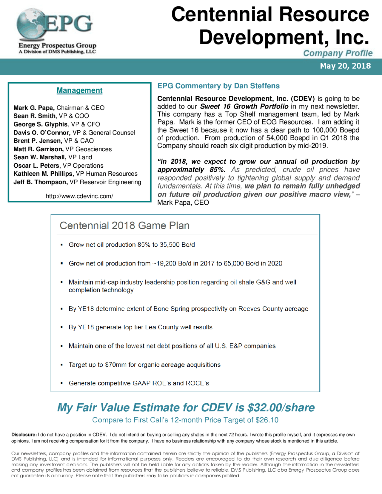 Centennial Resource Development, Inc. | Summaries Business | Docsity