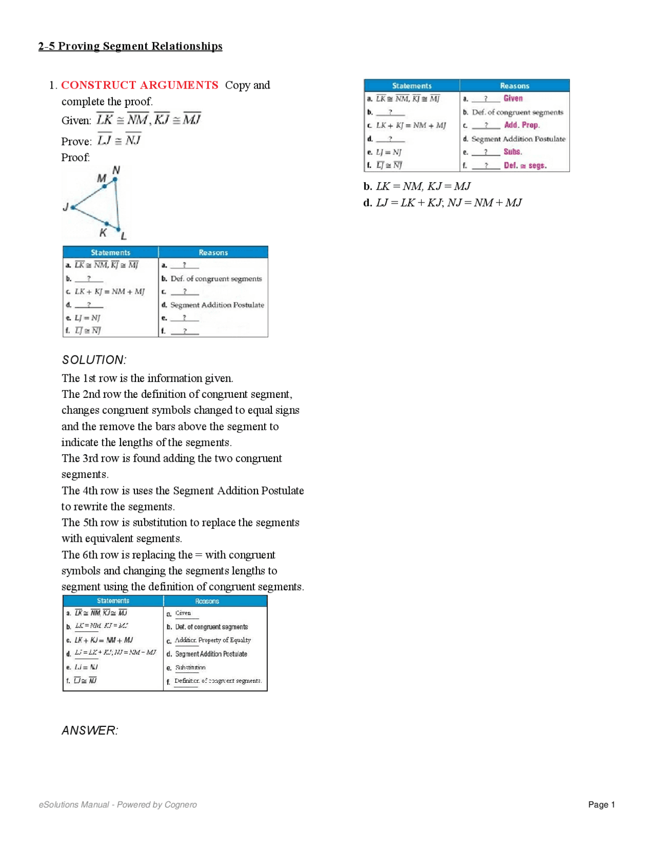 1 Construct Arguments Copy And Complete The Proof Lecture Notes Algebra Docsity