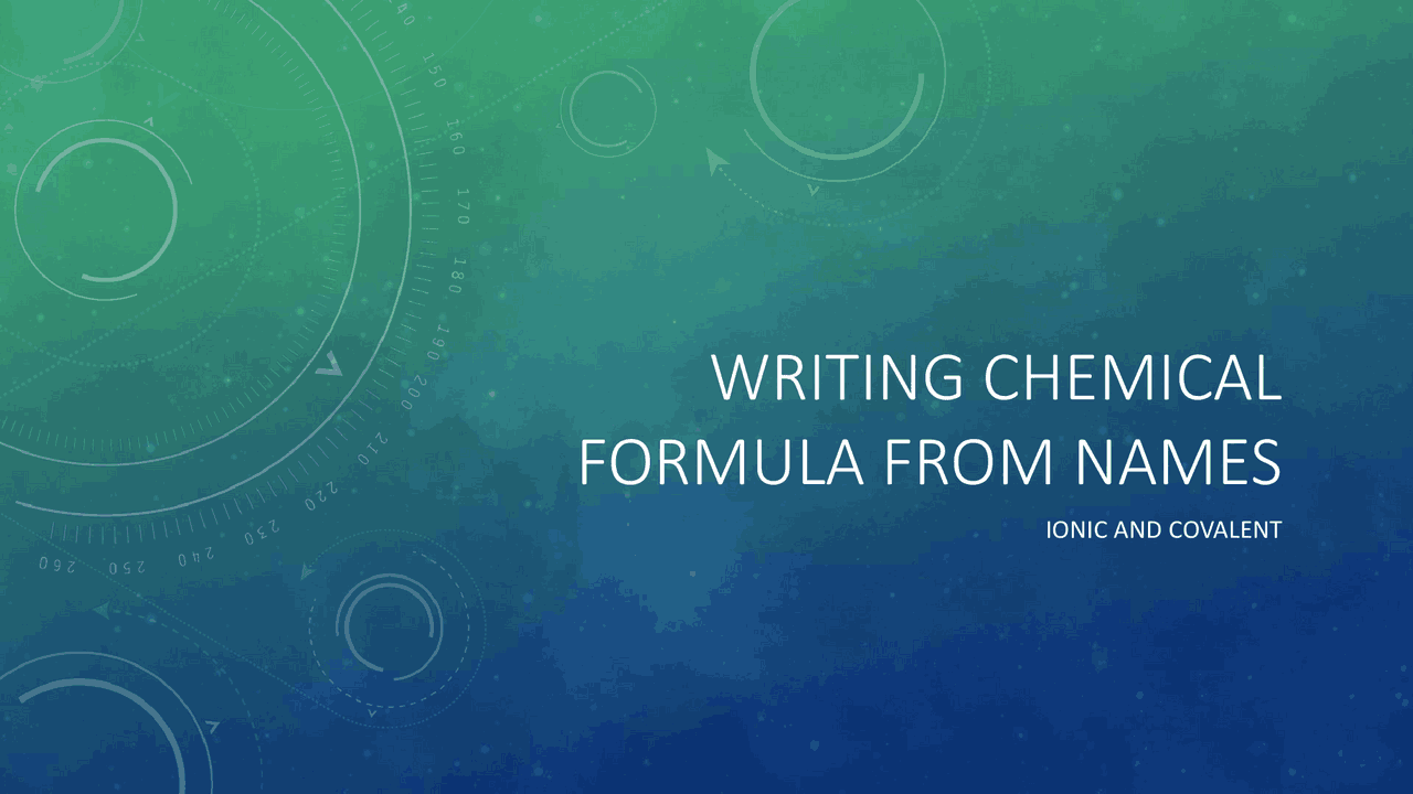 WRITING CHEMICAL FORMULA FROM NAMES | Dispense Chimica | Docsity