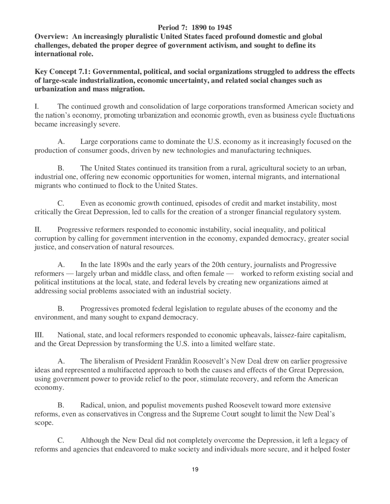 APUSH Period 7 Key Concepts.pdf | Study notes Urbanization | Docsity