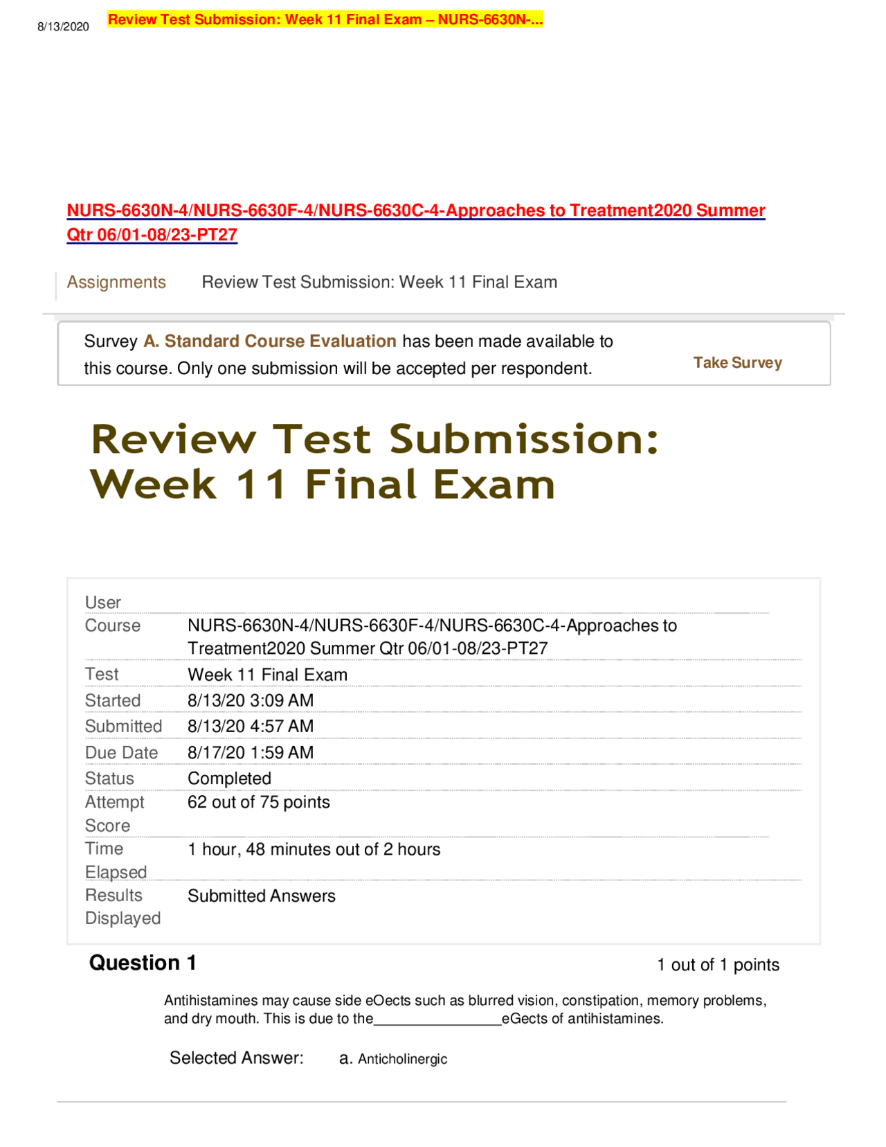 NURS 6630N Week 11 Final Exam NEWLY EDITED AND APPROVED BY EXPERT TUTOR ...