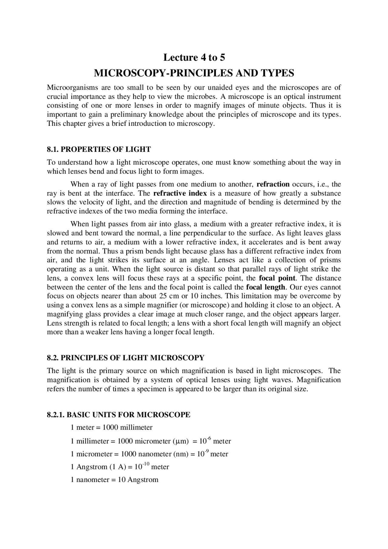 Lecture 4 to 5 MICROSCOPY-PRINCIPLES AND TYPES | Study notes ...