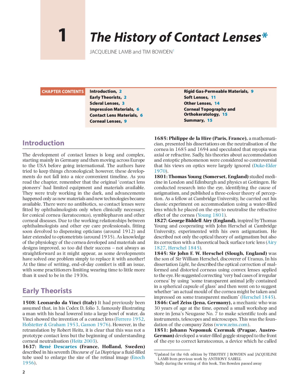 1 - The History of Contact Lenses* | Notas de aula História | Docsity