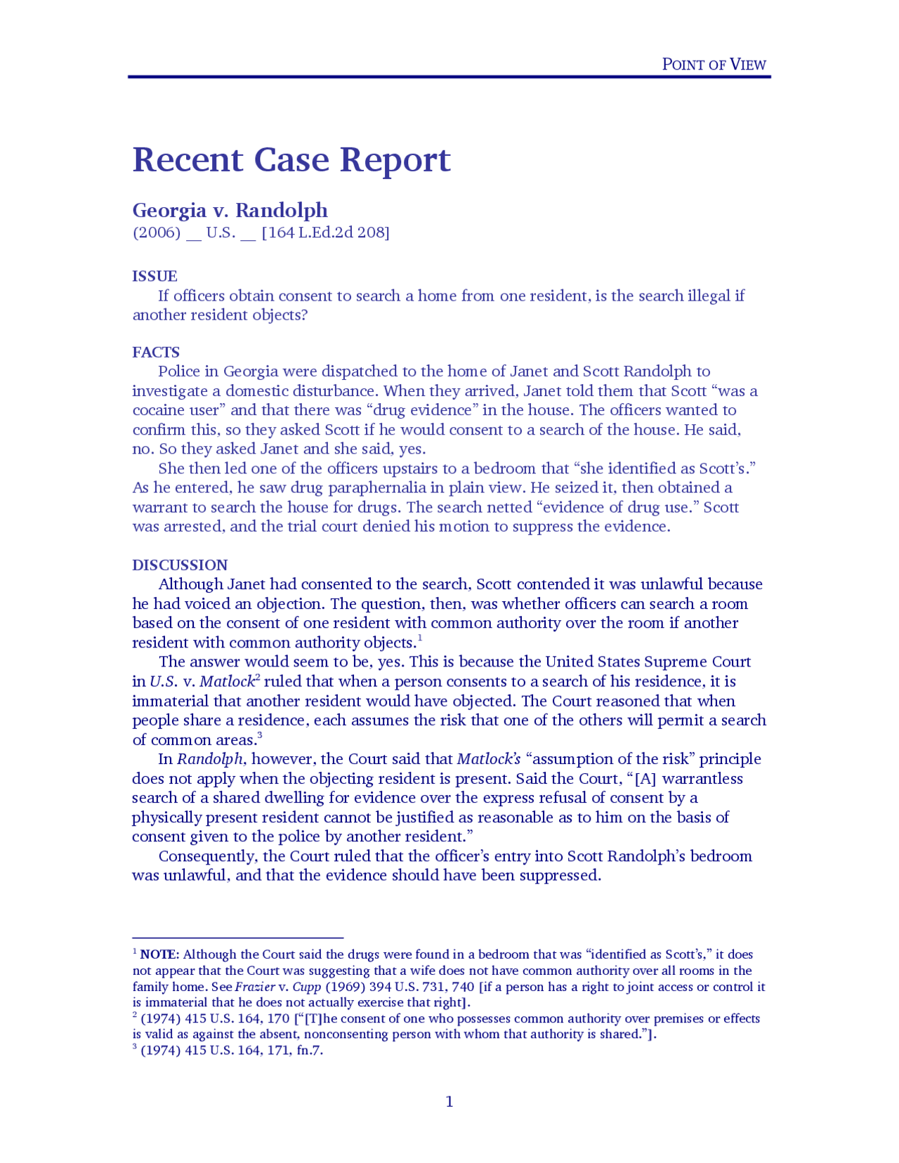 Recent Case Report | Study notes Law | Docsity
