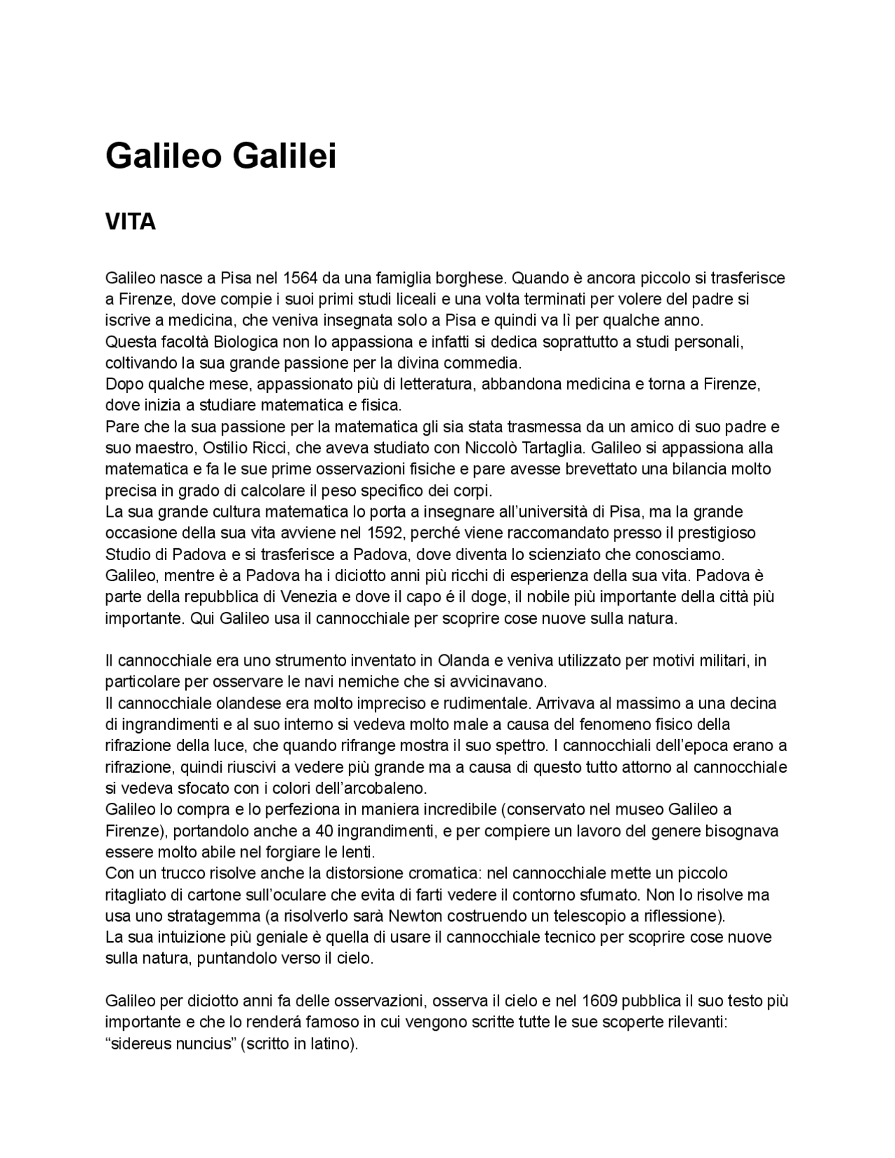 Galileo Galilei, rivoluzione scientifica | Study notes of Philosophy ...