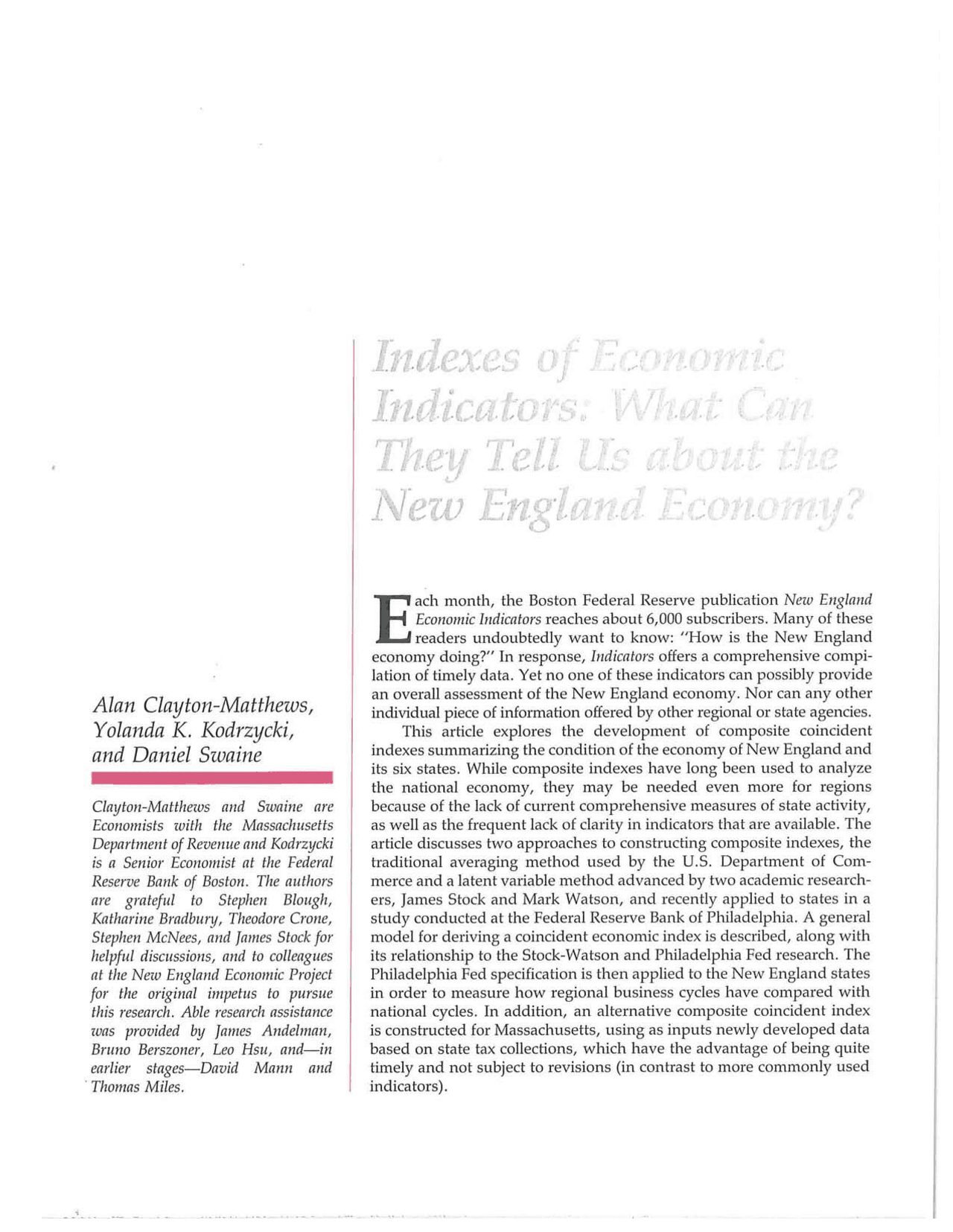 Indexes Of Economic Indicators Exams Business Docsity