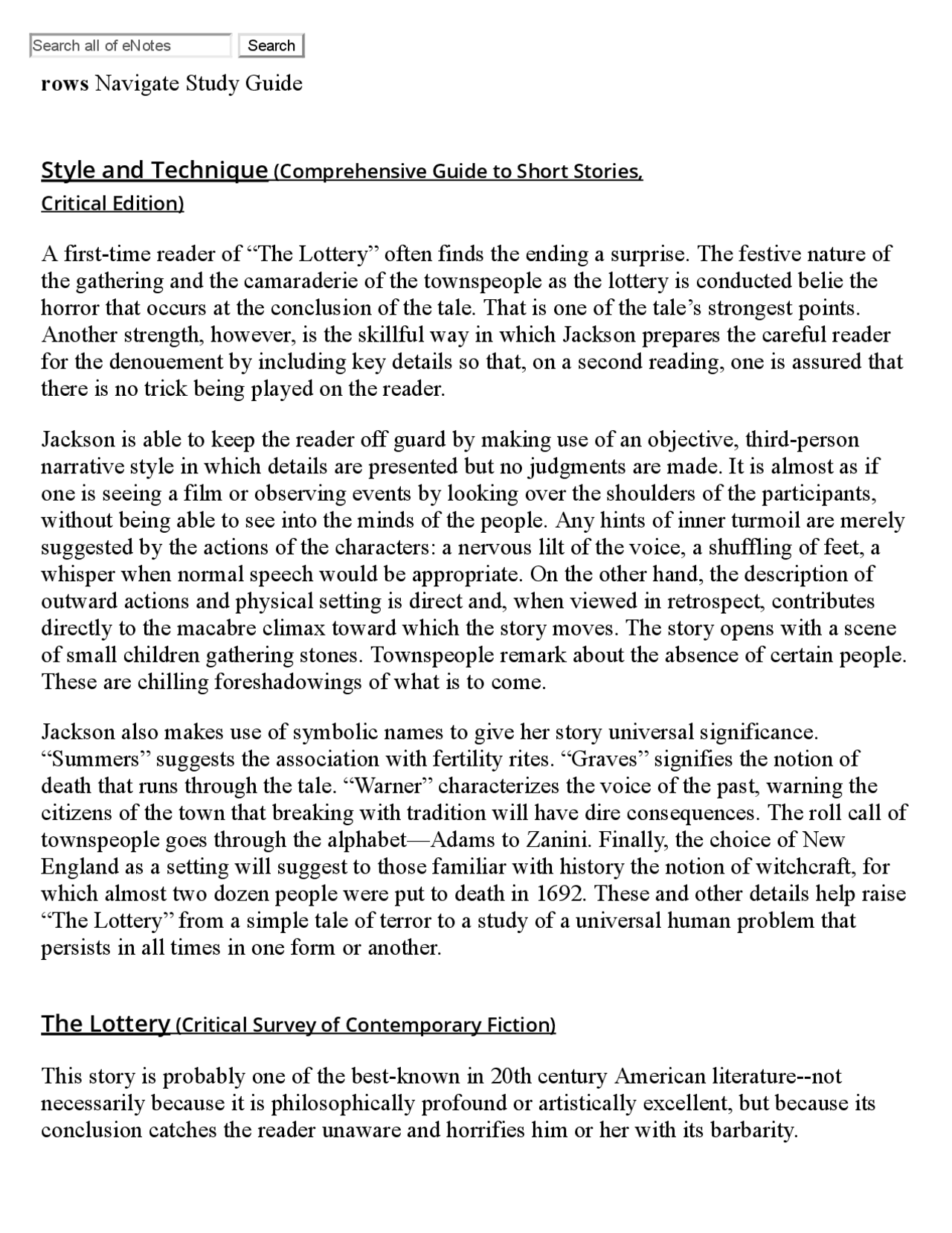 The Lottery Analysis.pdf | Schemes and Mind Maps American literature ...