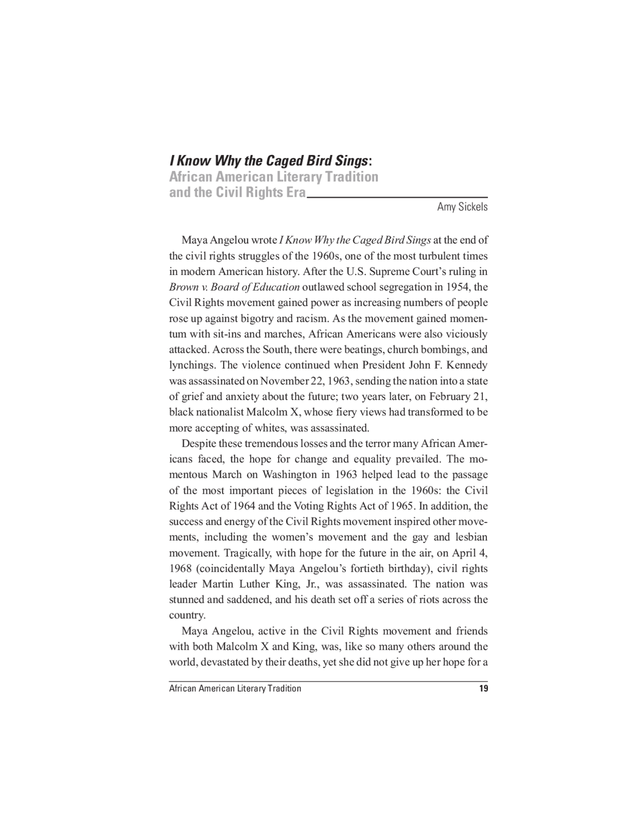 I Know Why the Caged Bird Sings: | Study notes Literature | Docsity